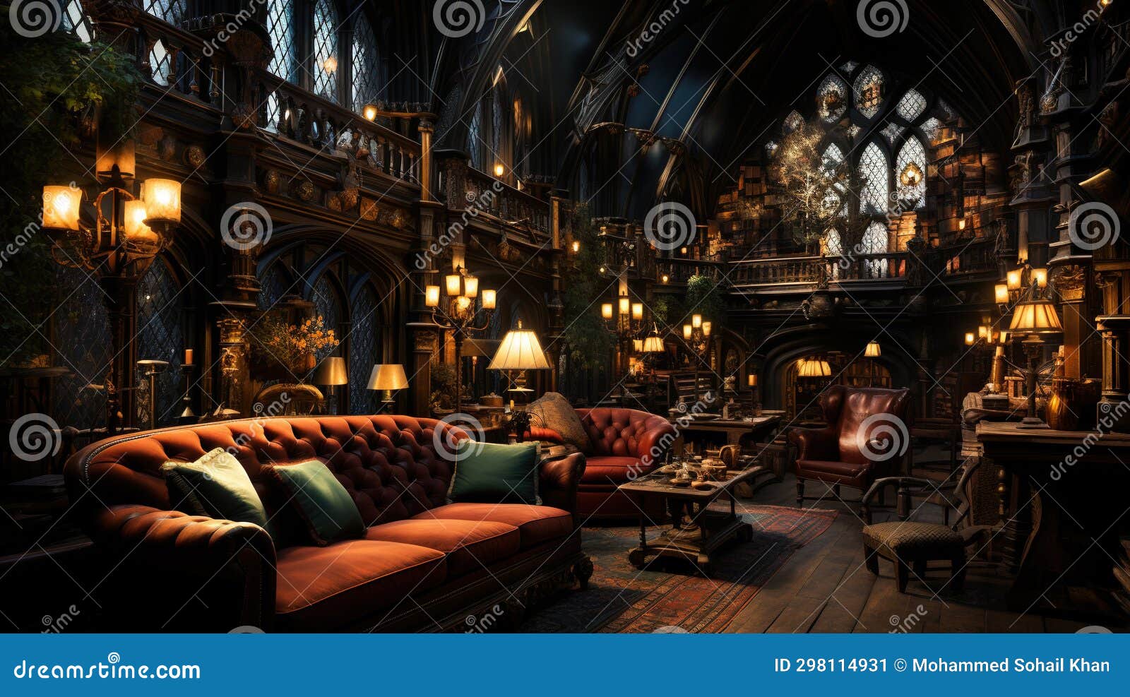 Studying In The Cozy Magical Hogwarts Library At Night As It Storms ...
