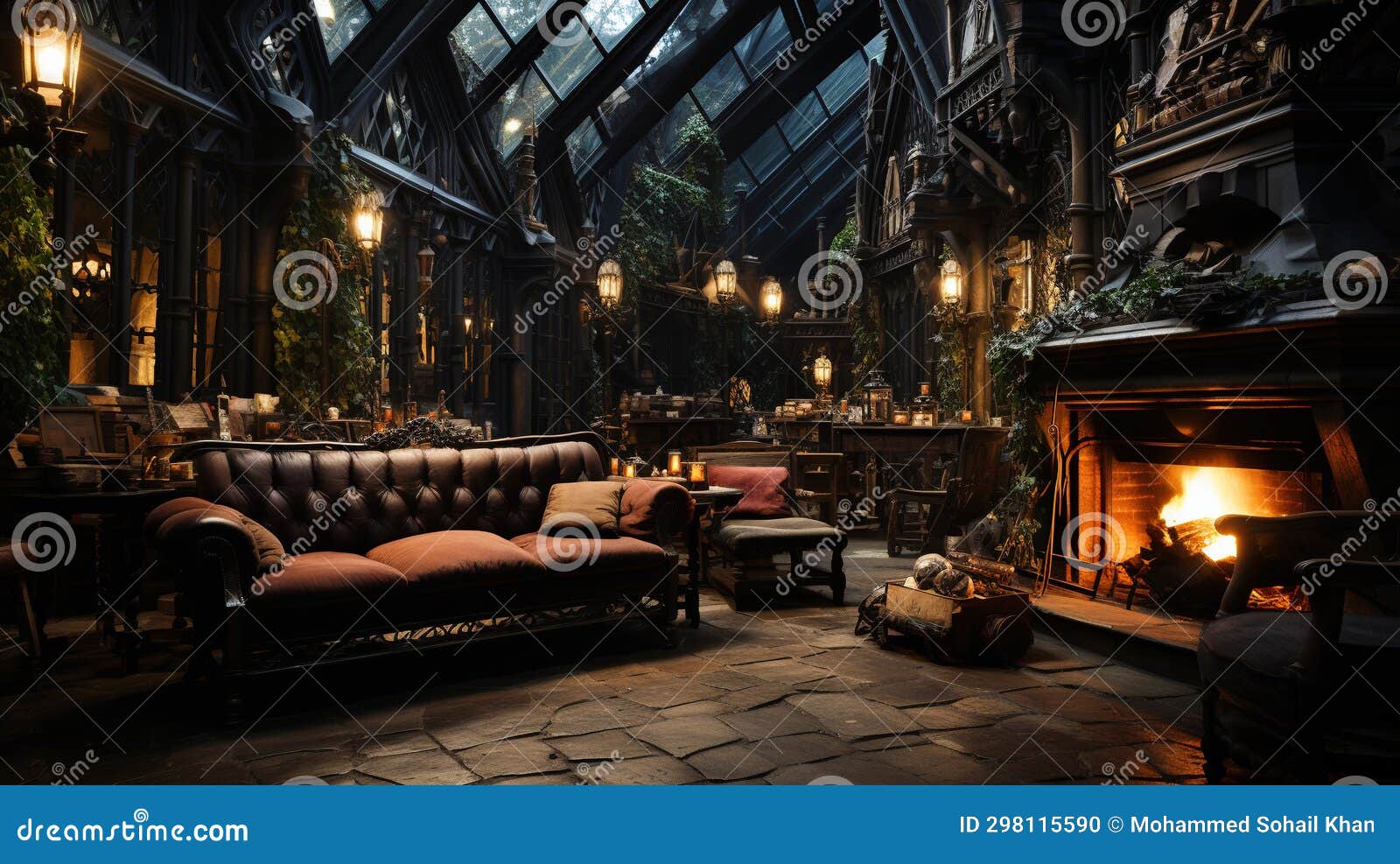 Studying in the Cozy Magical Hogwarts Library at Night As it Storms ...