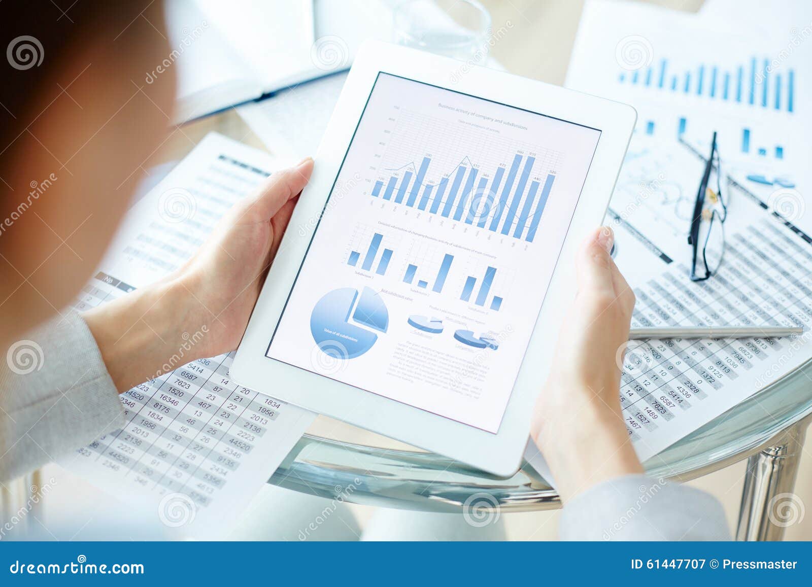 Studying data stock image. Image of report, gadget, woman - 61447707