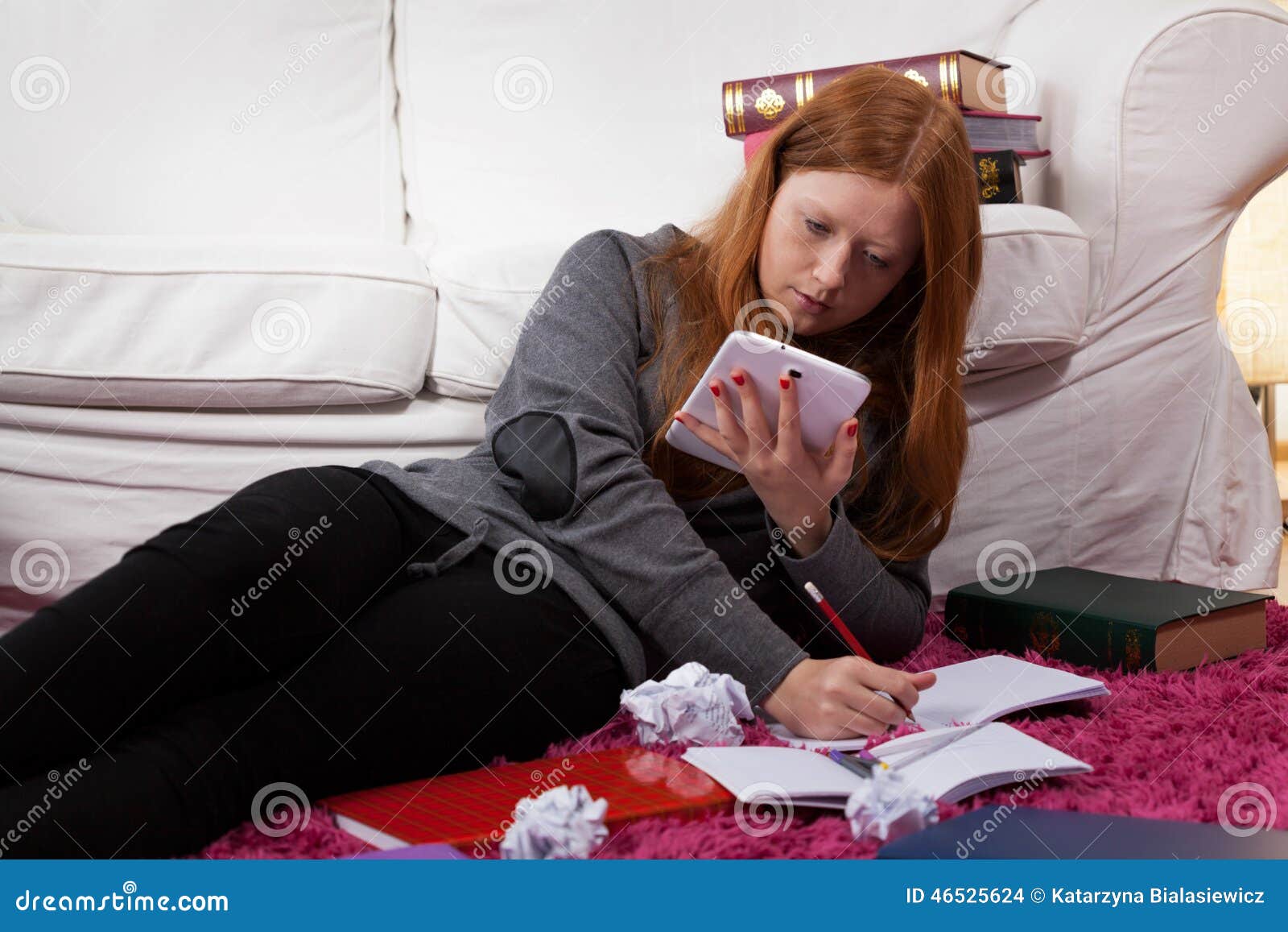 Studying on the floor stock photo. Image of intelligent - 46525624