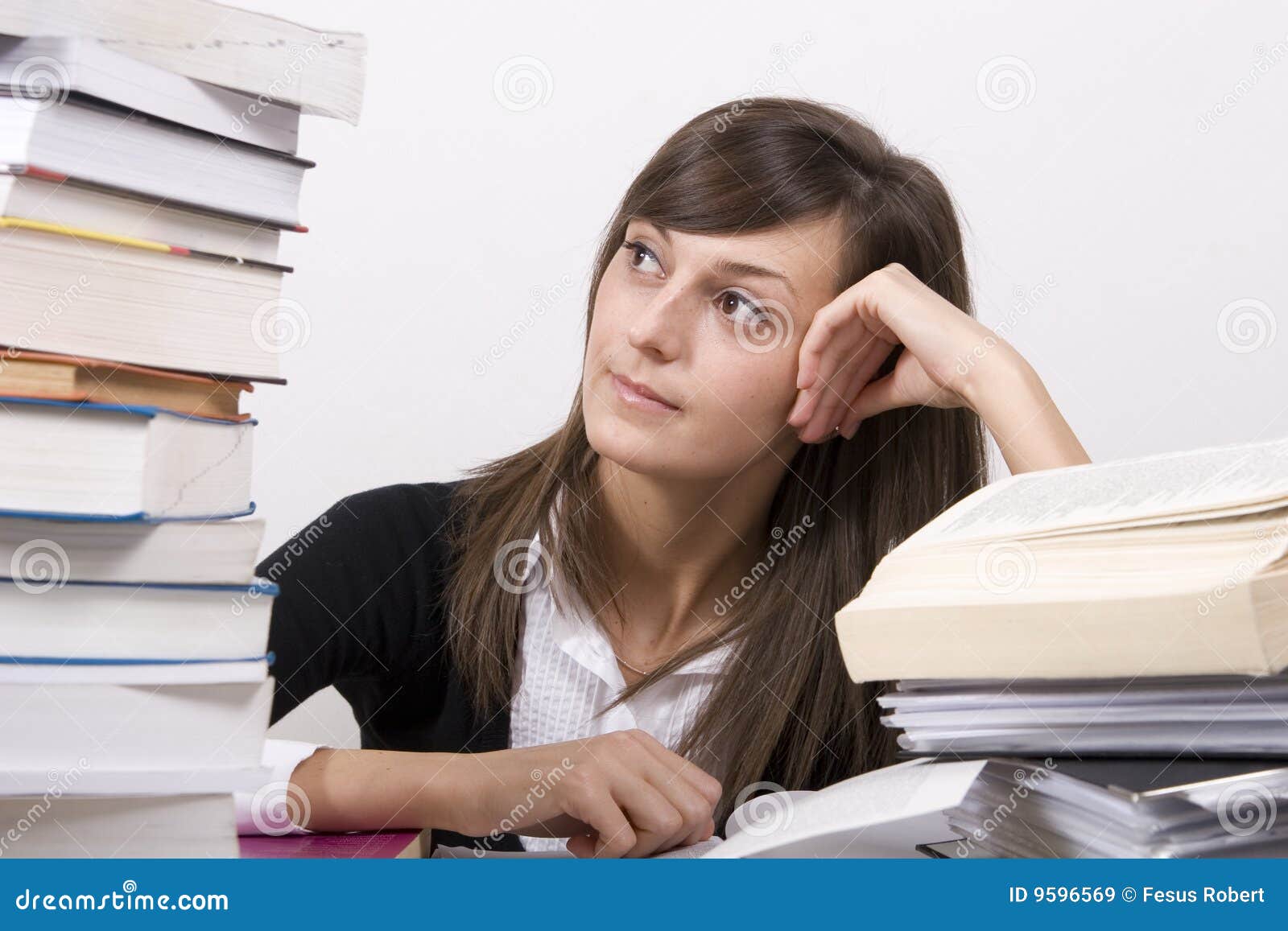 Studying girl stock image. Image of paperwork, learning - 9596569