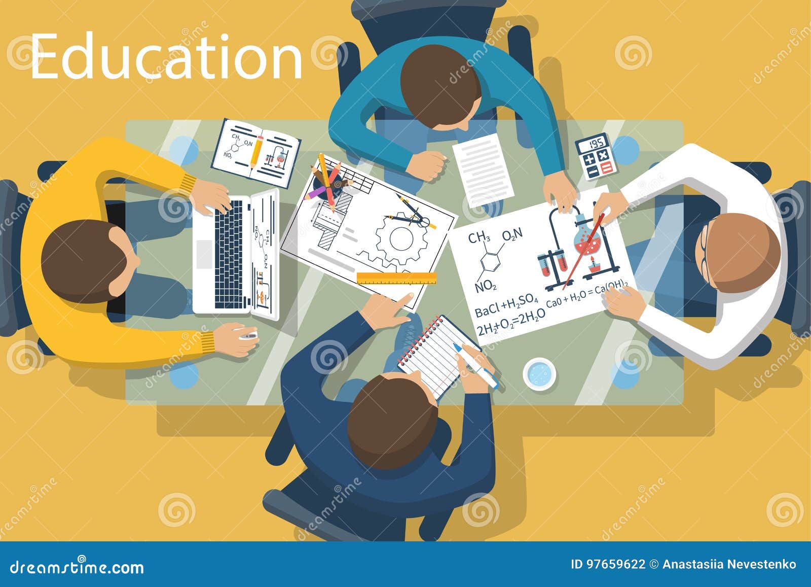 Studying group, education stock vector. Illustration of science - 97659622