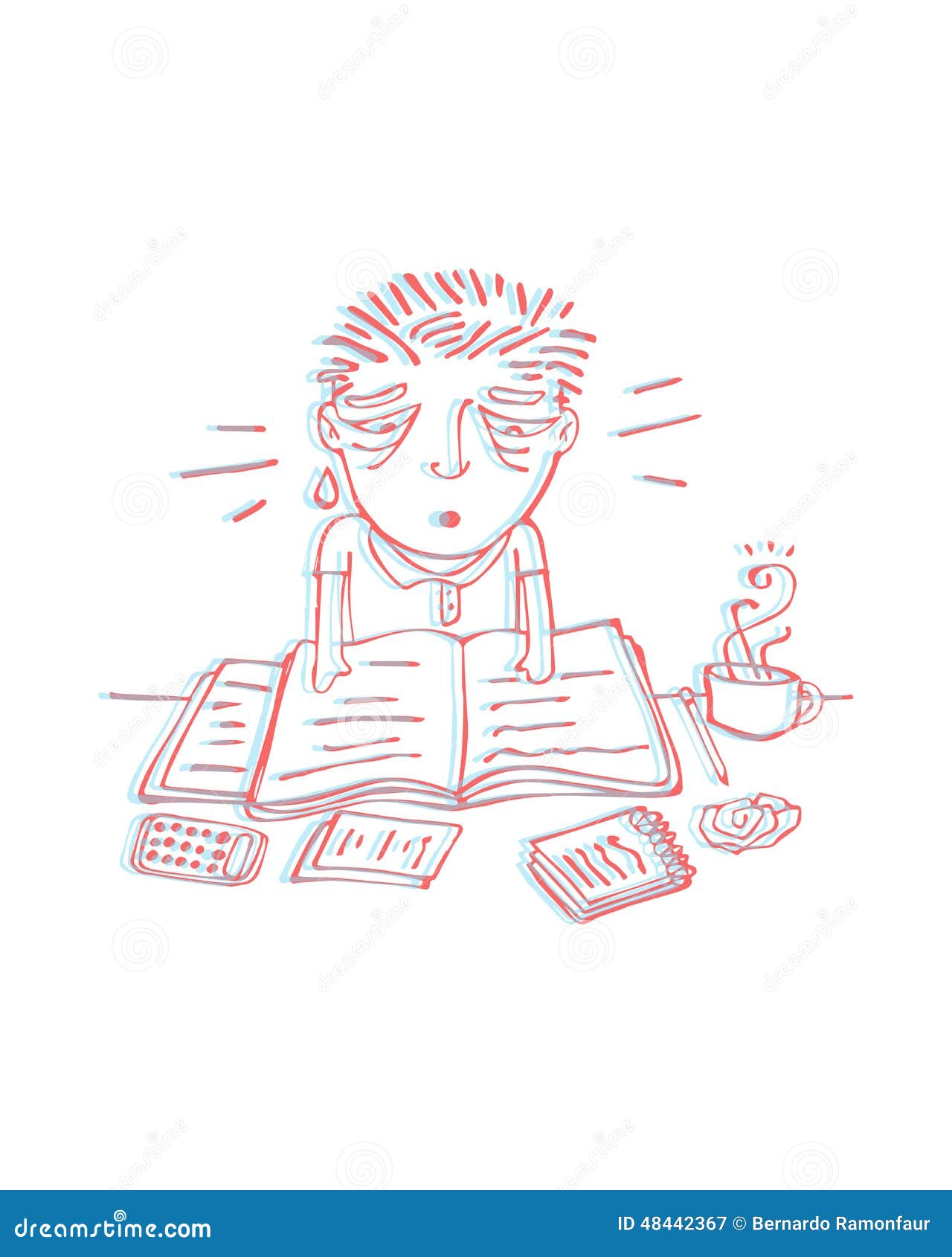 Studying stock vector. Illustration of drawing, style - 48442367