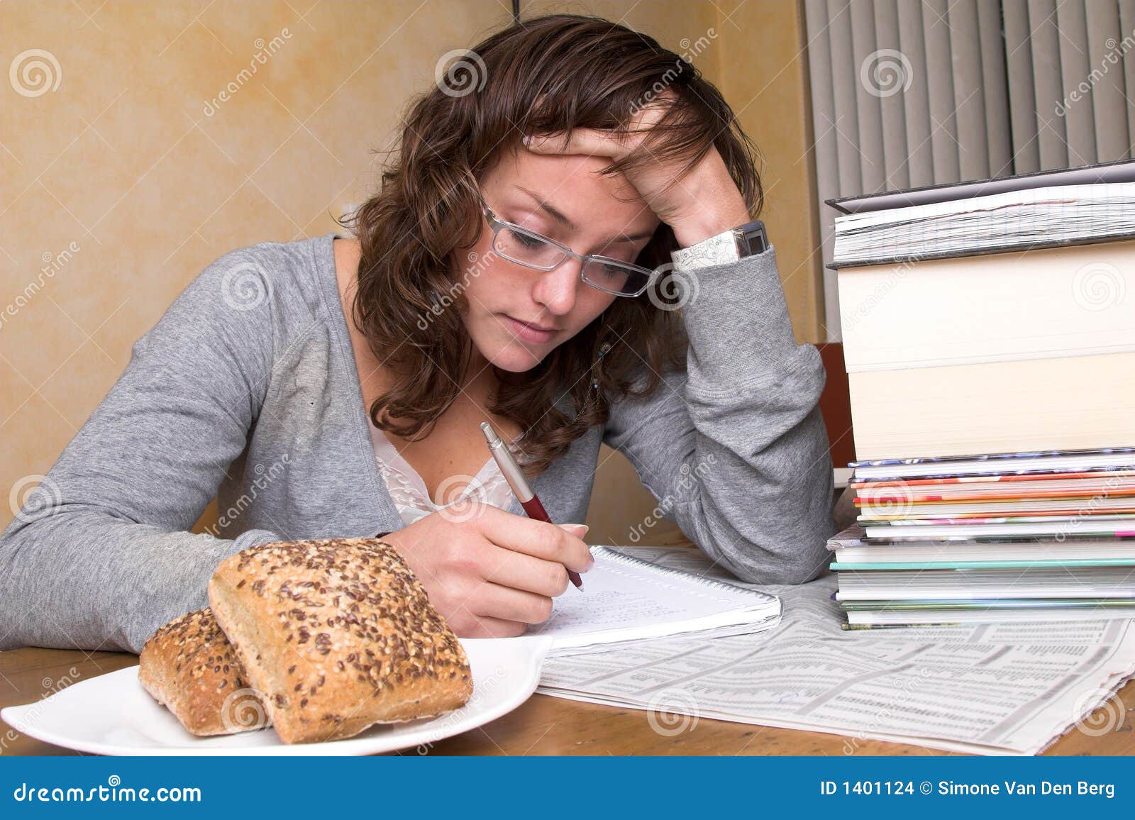 Studying hard stock photo. Image of school, girl, pretty - 1401124