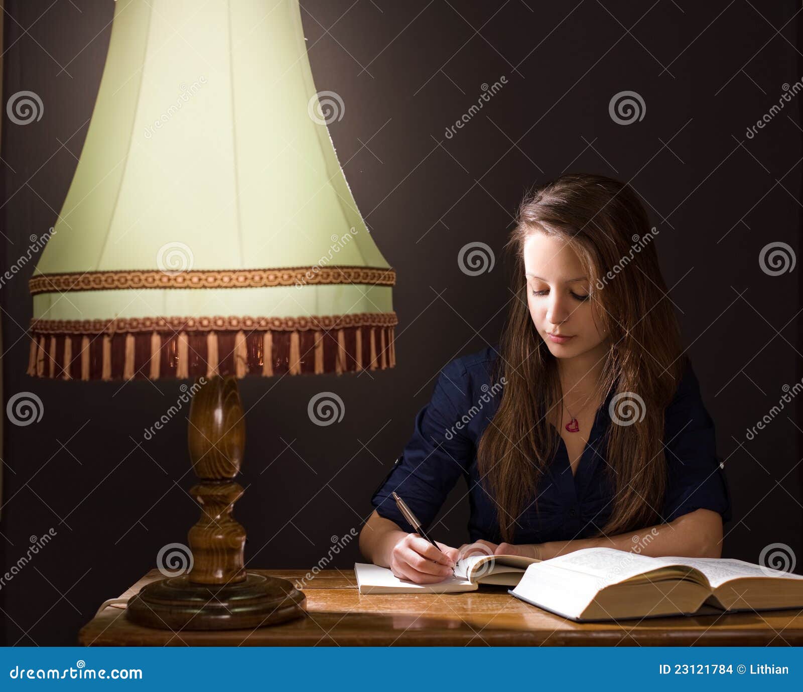 Studying at Home Late Night. Stock Photo - Image of indoors, night ...