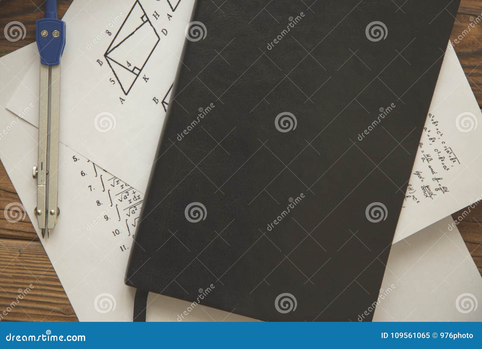 Studying Math Concept on Dark Wooden Background Stock Image - Image of ...