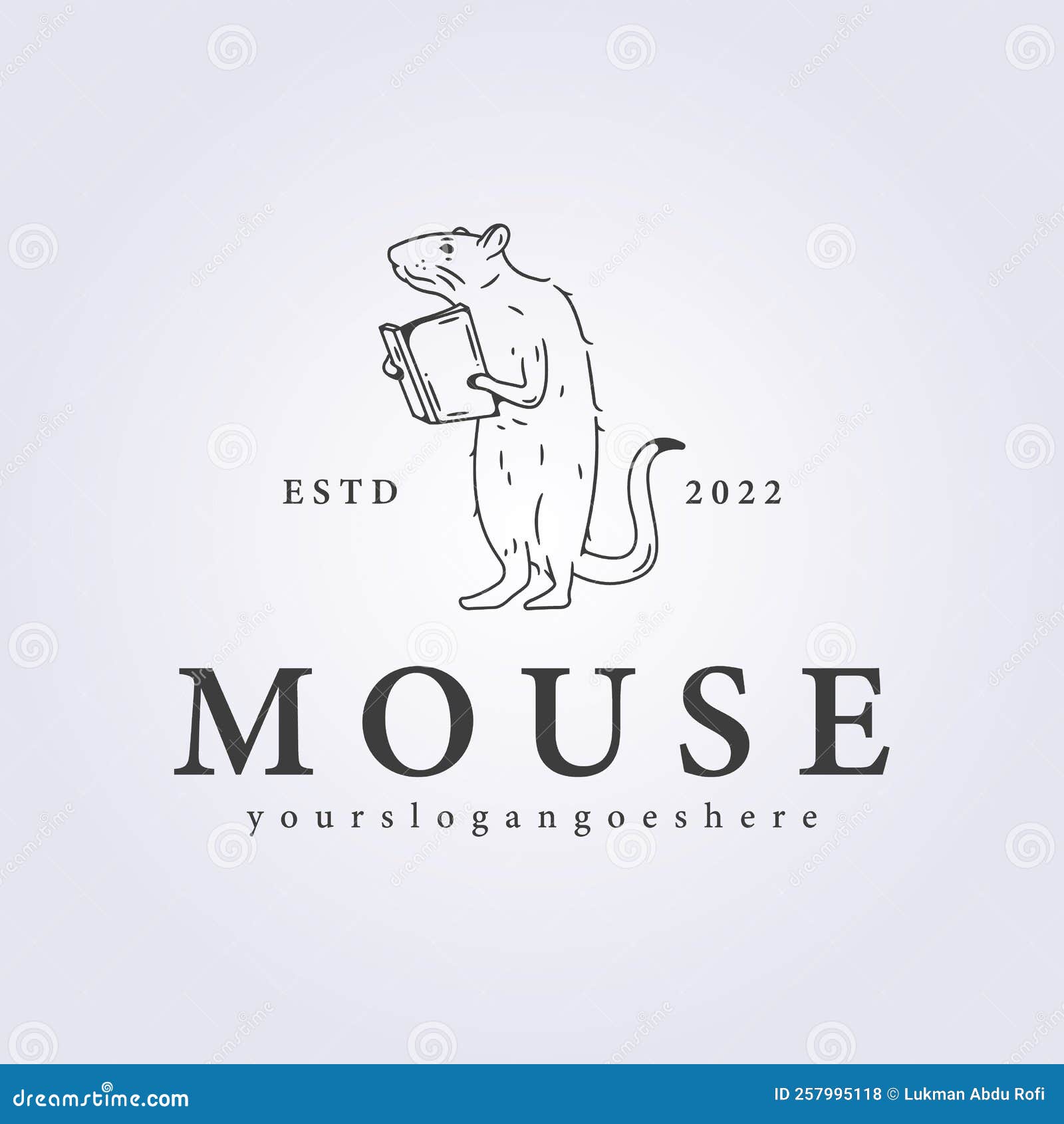 Studying Mouse Line Mascot Logo Vector Illustration Design, Mouse Lab ...