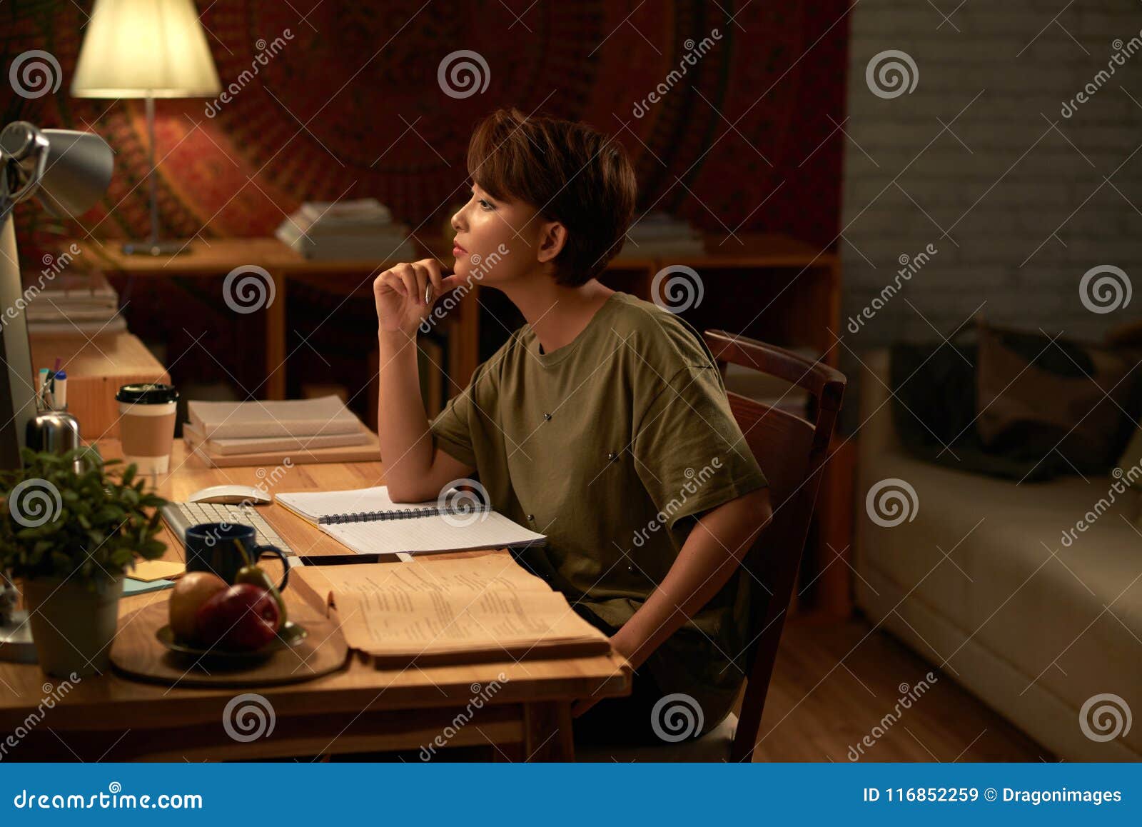 Studying at night stock image. Image of learning, working - 116852259