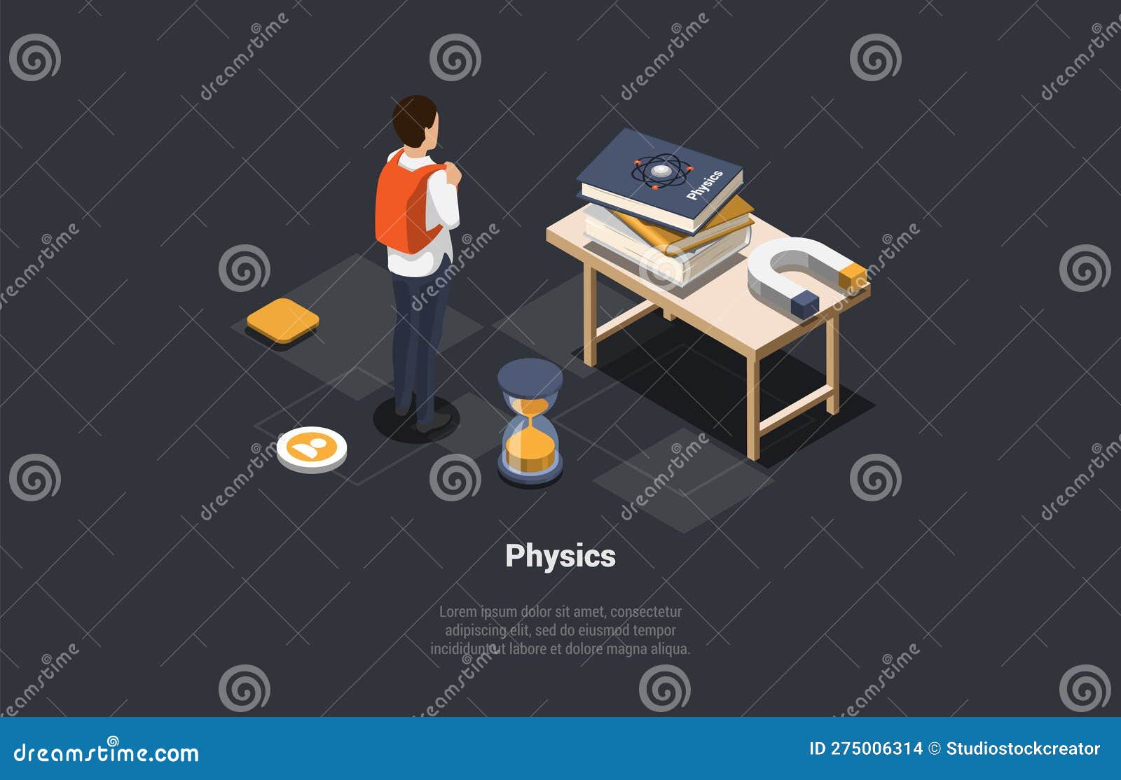 Studying Physics, Subject, Education and Science Concept. Man with ...