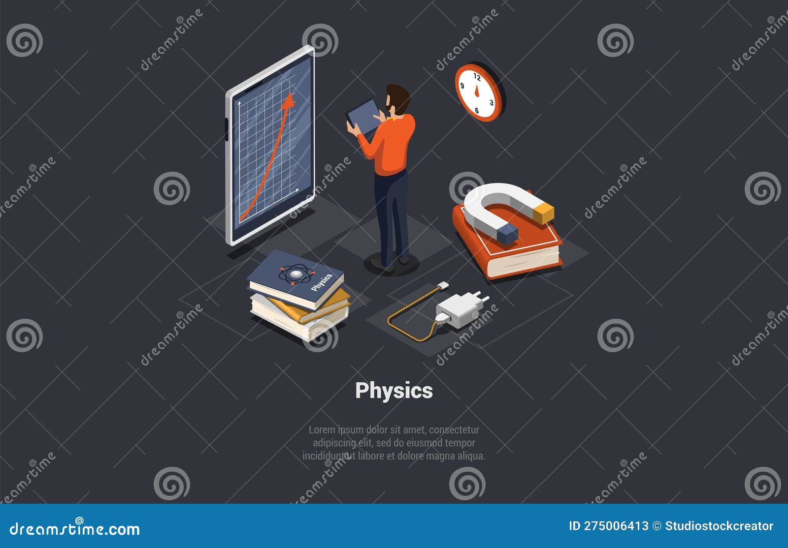Studying Physics, Subject, Education and Science Concept. Man with ...