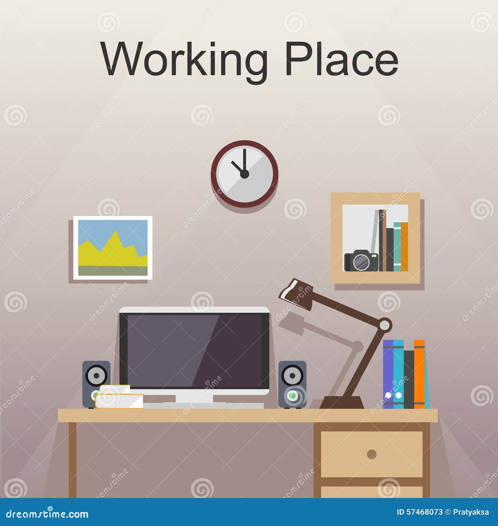 Studying Place or Working Place Illustration. Stock Vector ...