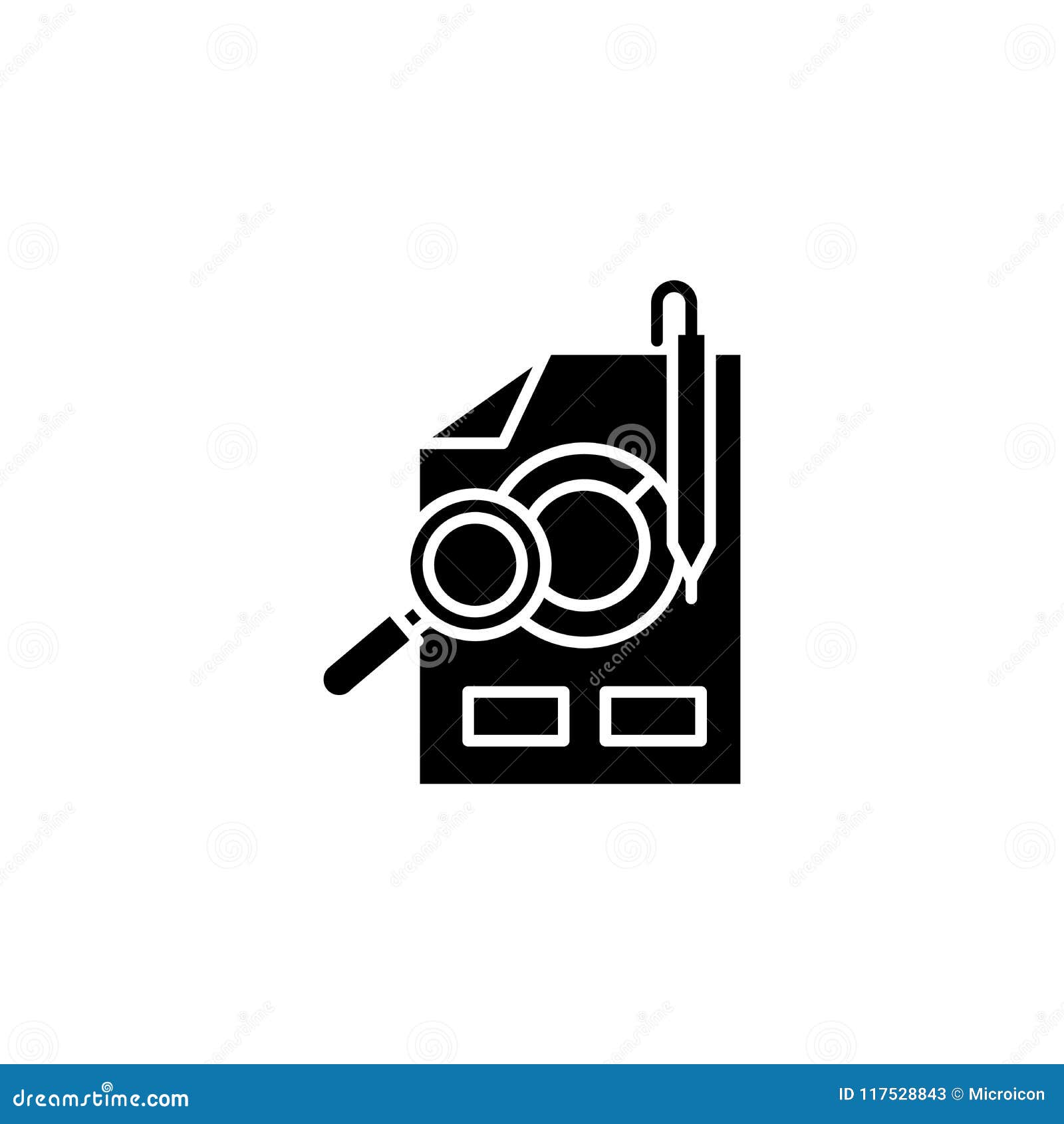 Studying a Report Black Icon Concept. Studying a Report Flat Vector ...