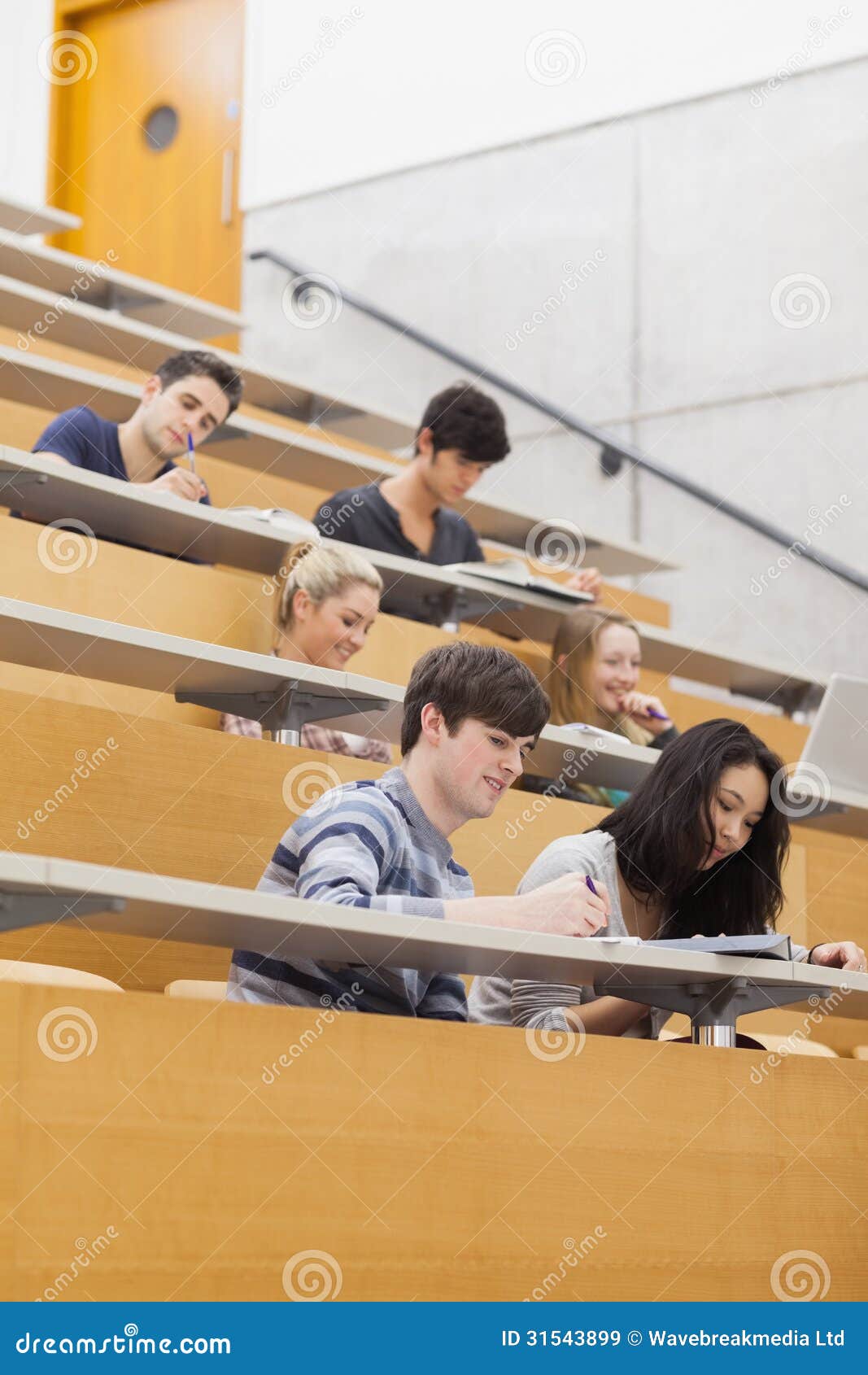 Studying Students in a Lecture Hall Stock Image - Image of looking ...