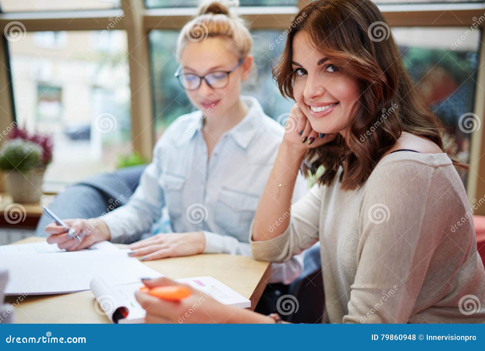 Studying Together Can Be Fun Stock Photo - Image of cafe, colleague ...