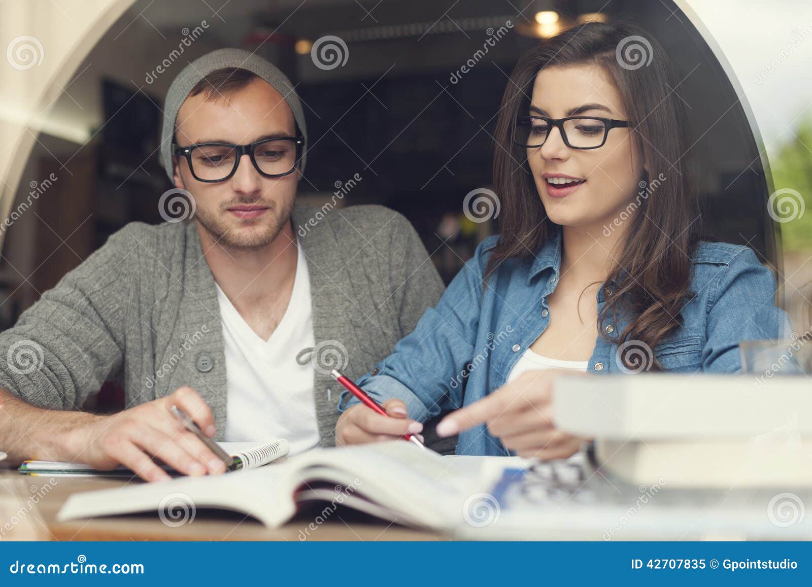 Studying together stock image. Image of cool, glasses - 42707835