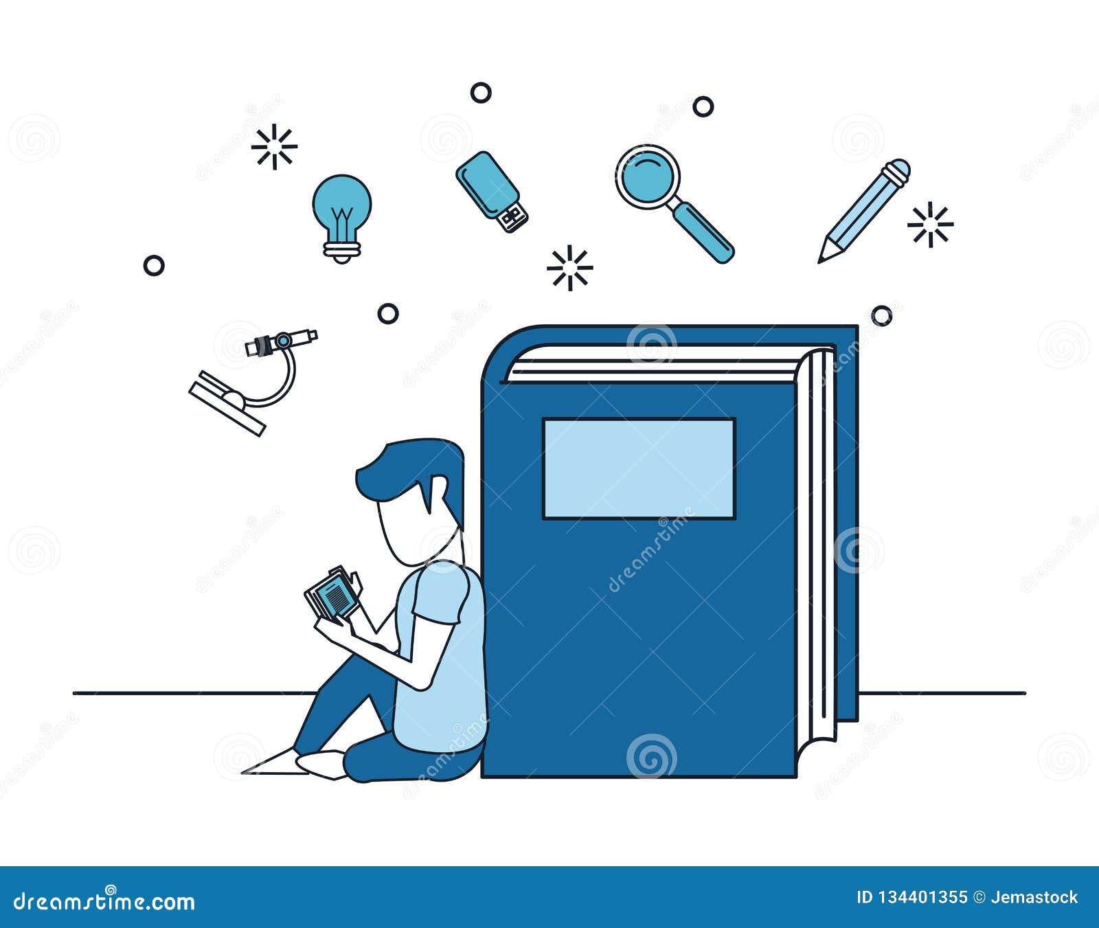 Studying tools and man stock vector. Illustration of learn - 134401355