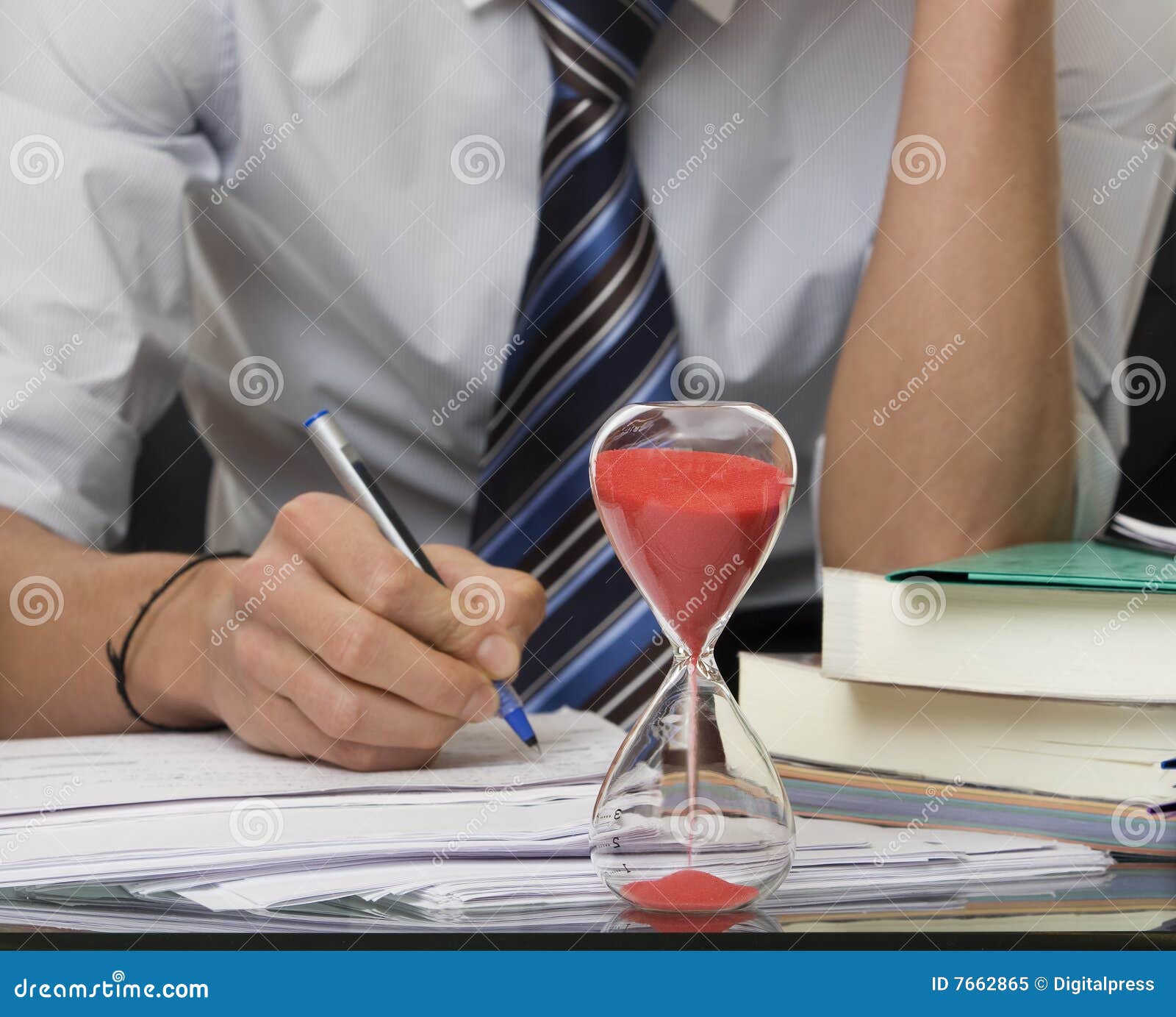 Studying Under Pressure of Time Stock Image - Image of documents ...