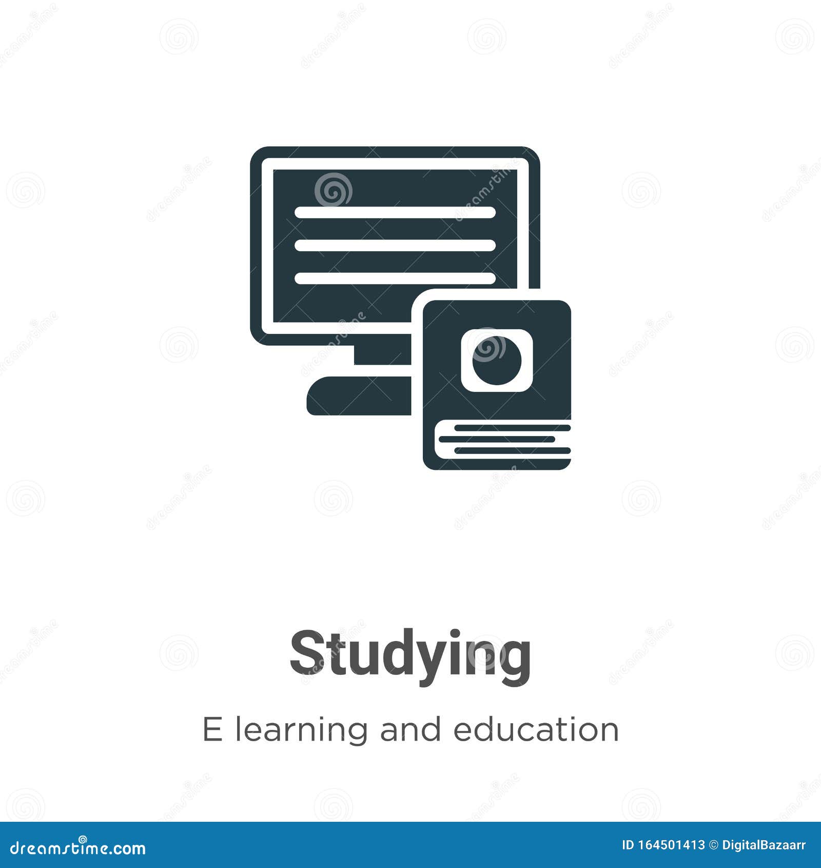 Studying Vector Icon on White Background. Flat Vector Studying Icon ...