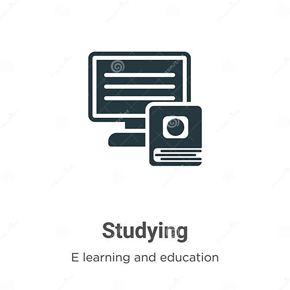 Studying Vector Icon on White Background. Flat Vector Studying Icon ...