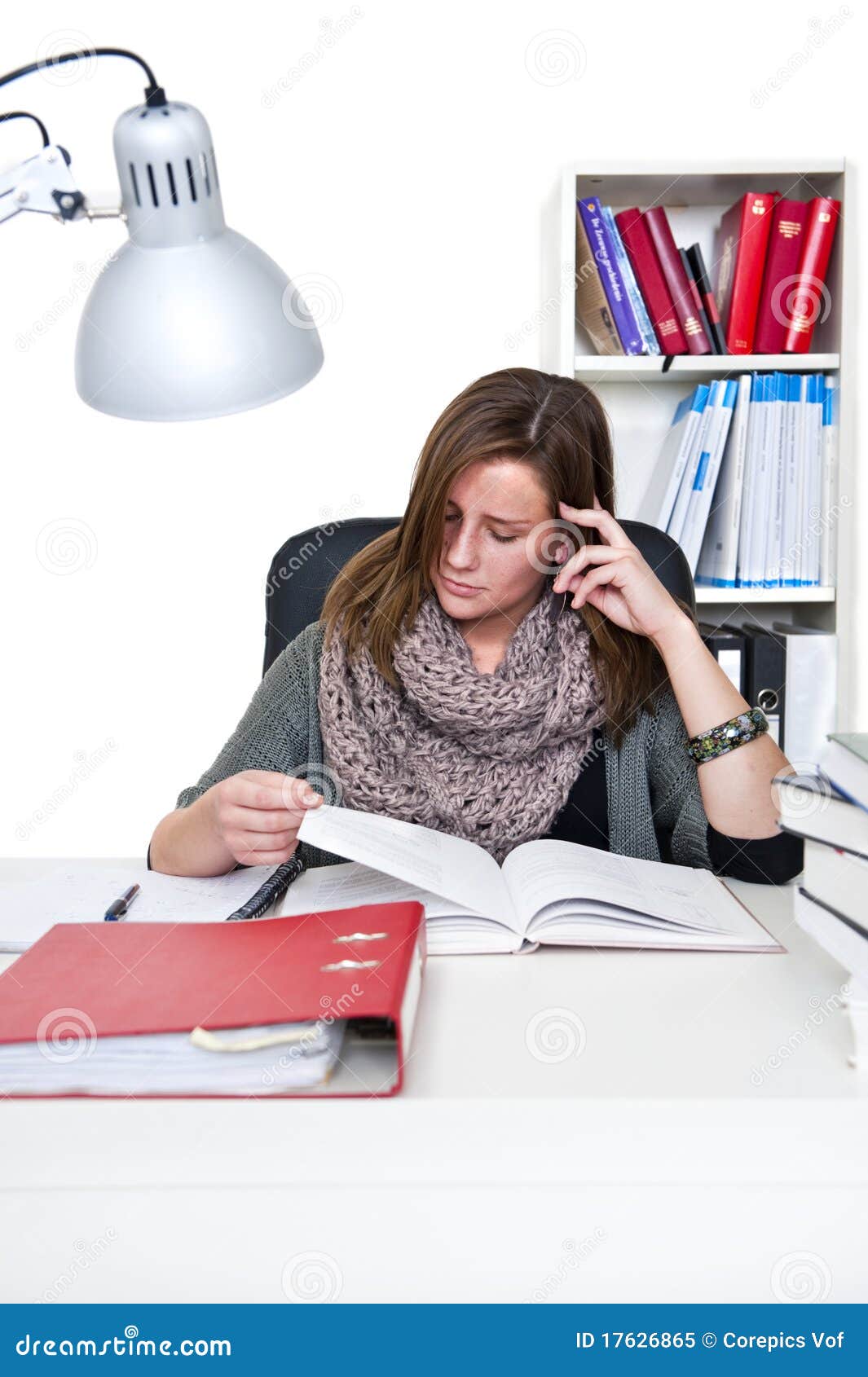 Studying woman stock image. Image of books, page, text - 17626865