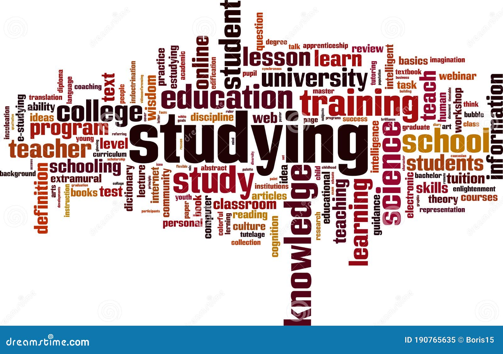 Studying word cloud stock vector. Illustration of cloud - 190765635