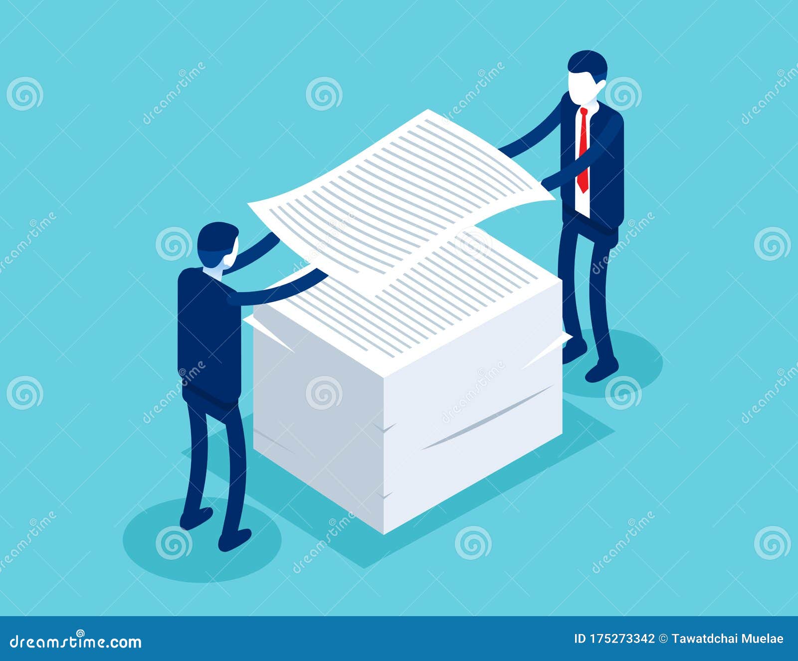 Studying Working Documentation and Teamwork. Isometric Vector Business ...