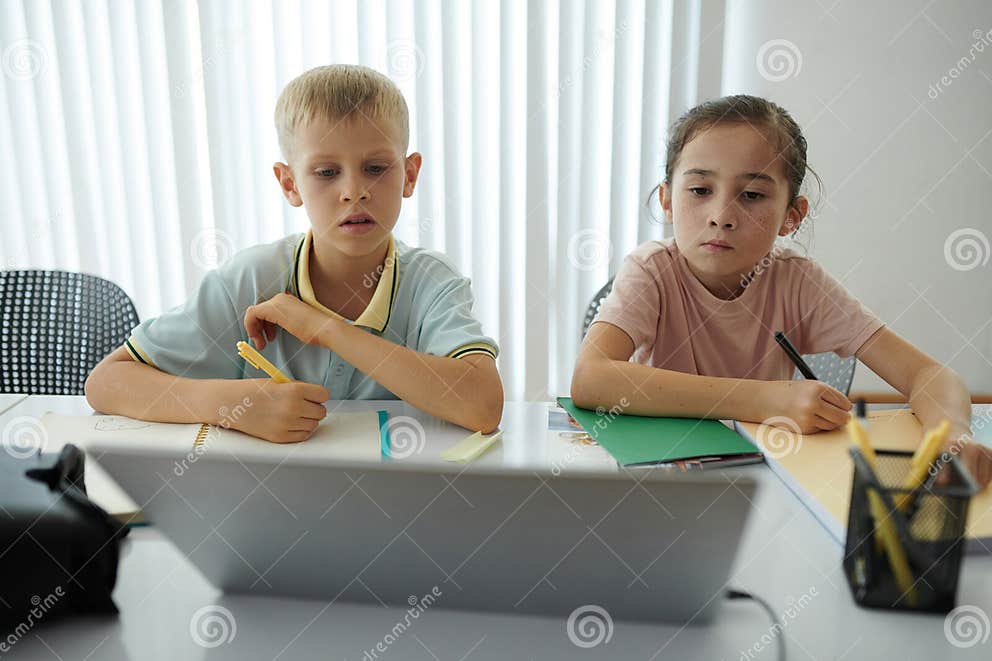 Studying and Working on School Assignments Together Stock Image - Image ...