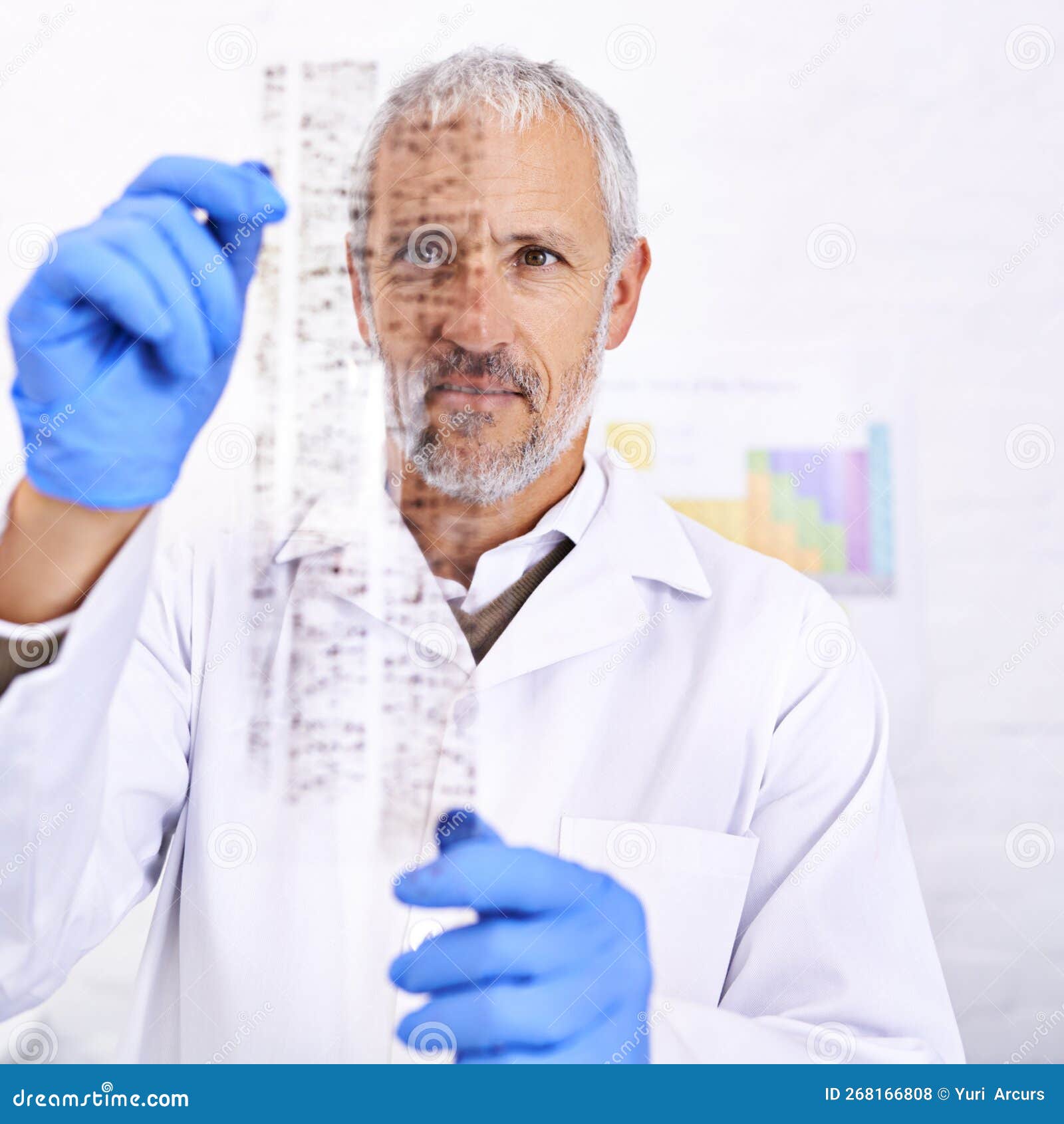 Studying Your DNA. a Male Scientist Examining the Results of a DNA Test ...