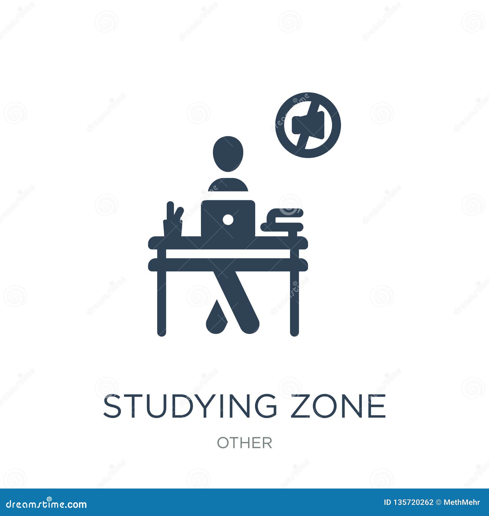 Studying Zone Icon in Trendy Design Style. Studying Zone Icon Isolated ...