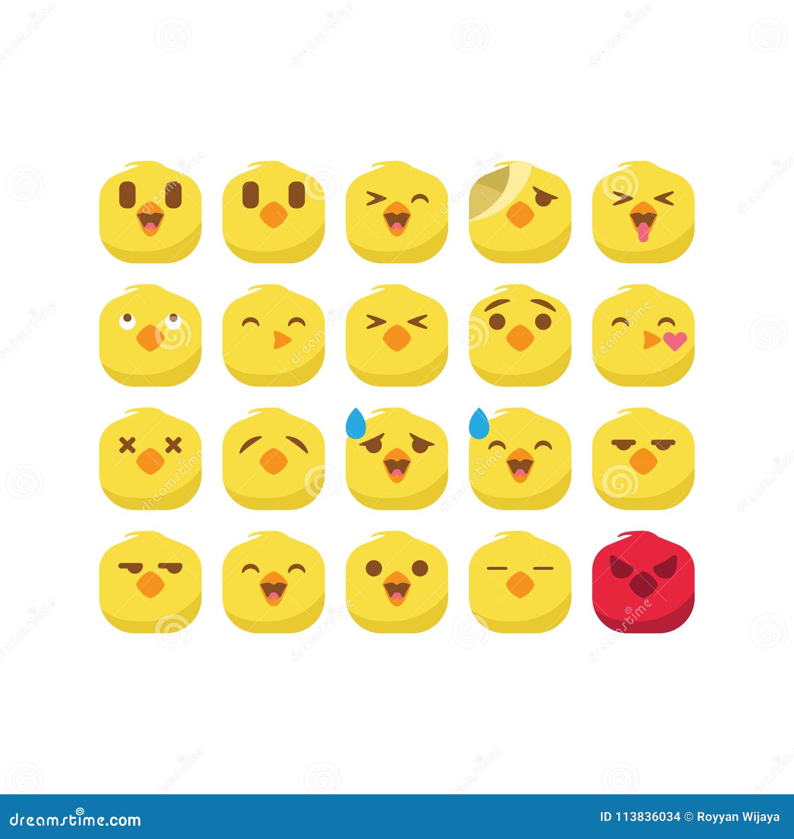 Cute Chicken Emojis Emoticon Smiley Set Vector Isolated Stock Vector ...