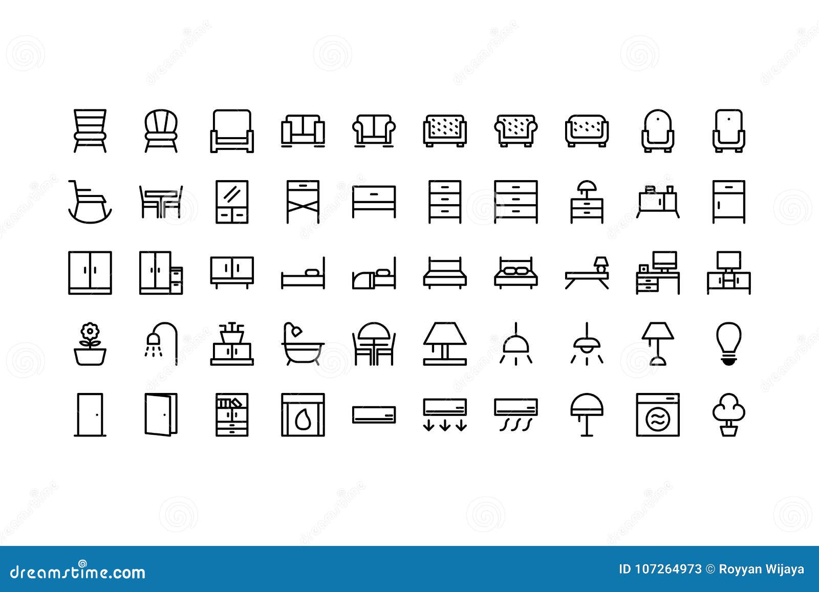 Furniture Icon Set Collection Vector Isolated Stock Vector ...