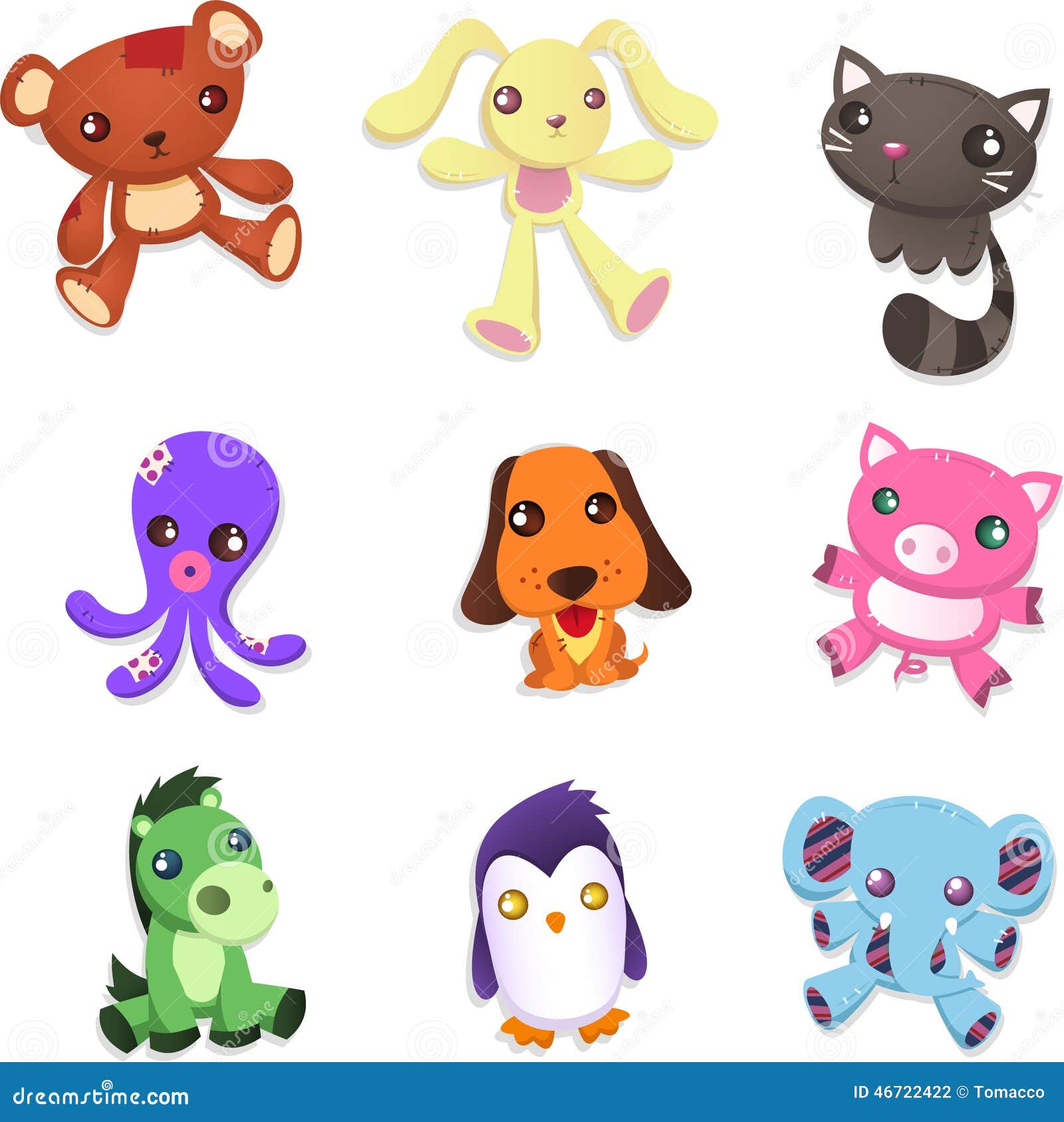 Stuffed animal collection stock illustration. Illustration of plaything ...