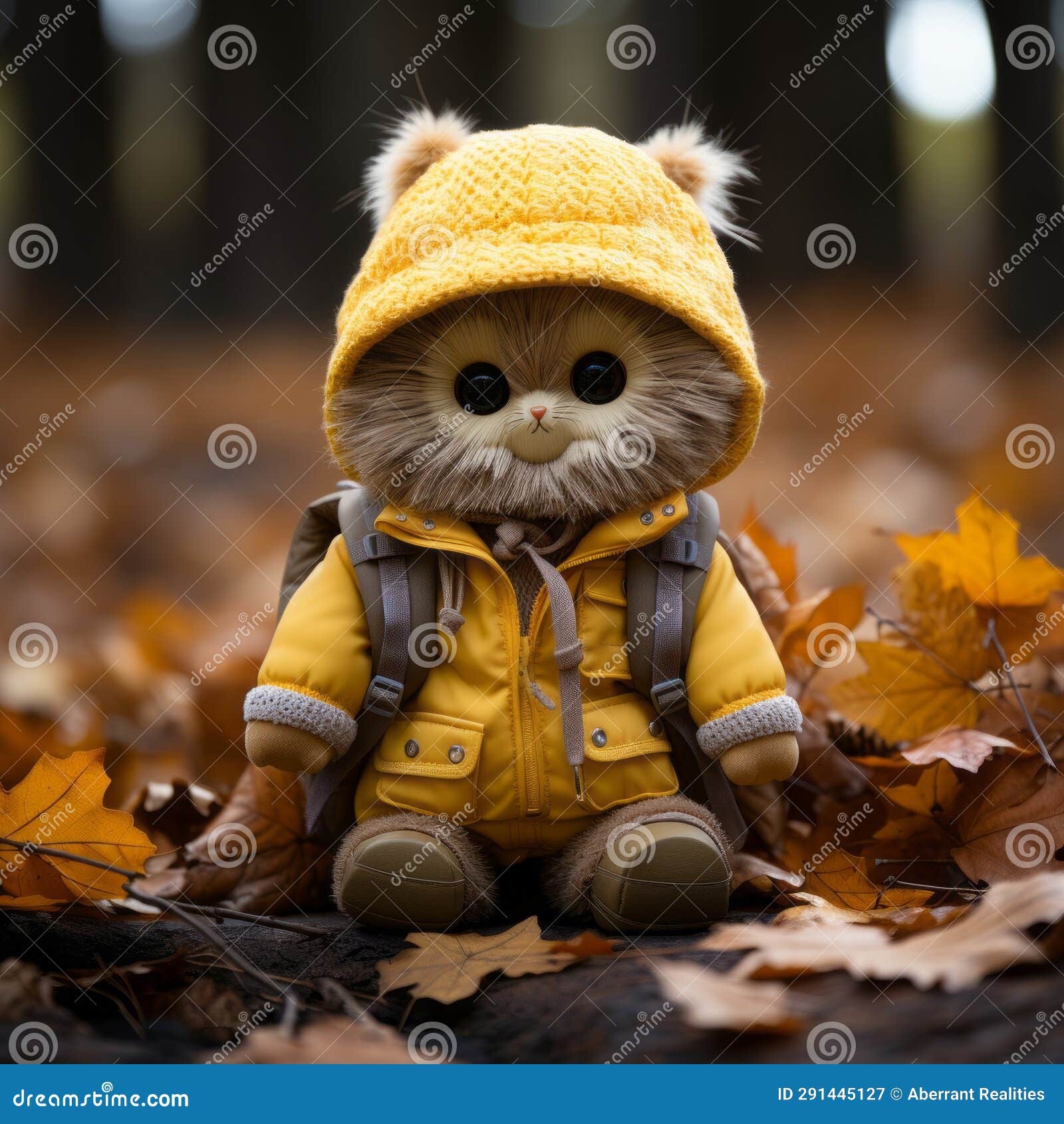 A Stuffed Animal Wearing a Yellow Coat Stock Illustration ...