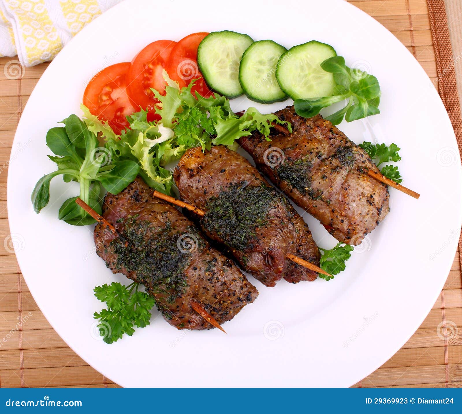 Stuffed Beef Pockets with Lettuce, Tomato & Cucumber Stock Image ...