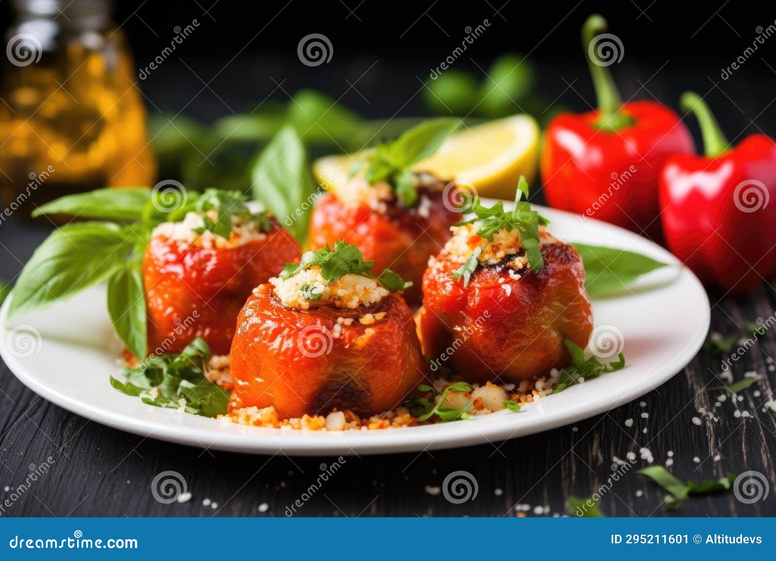 Stuffed Bell Peppers with Minced Meat and Tomato Sauce Stock Image ...
