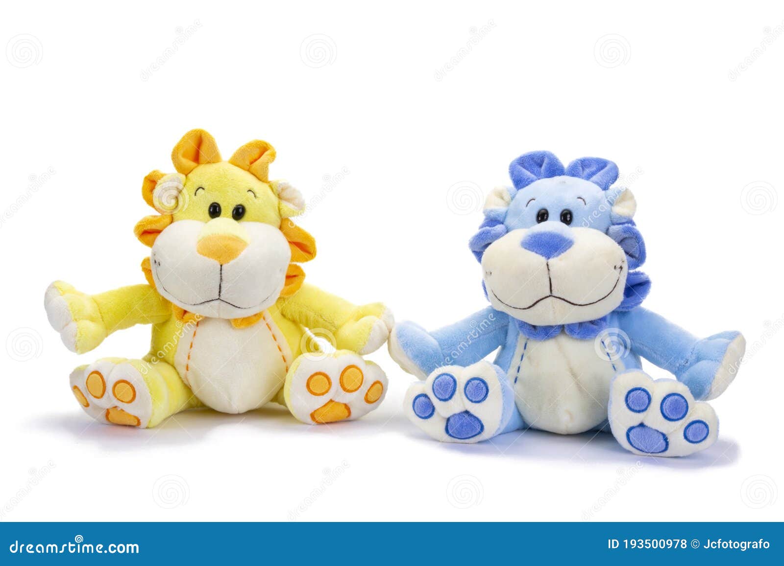 Stuffed Blue and Yellow Lions with Shadow Stock Photo - Image of ...