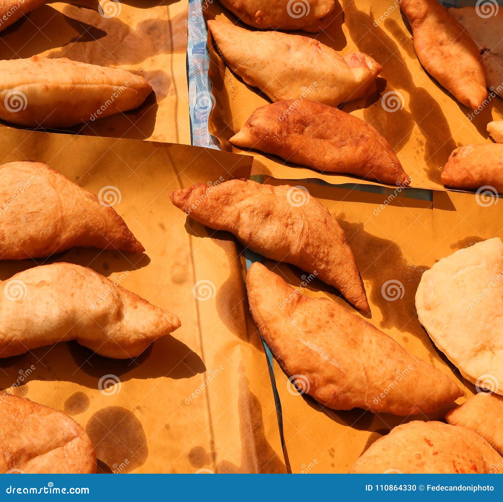 Panzerotti With Cheese, Typical Rustic Crescent-shaped Bells Stock ...