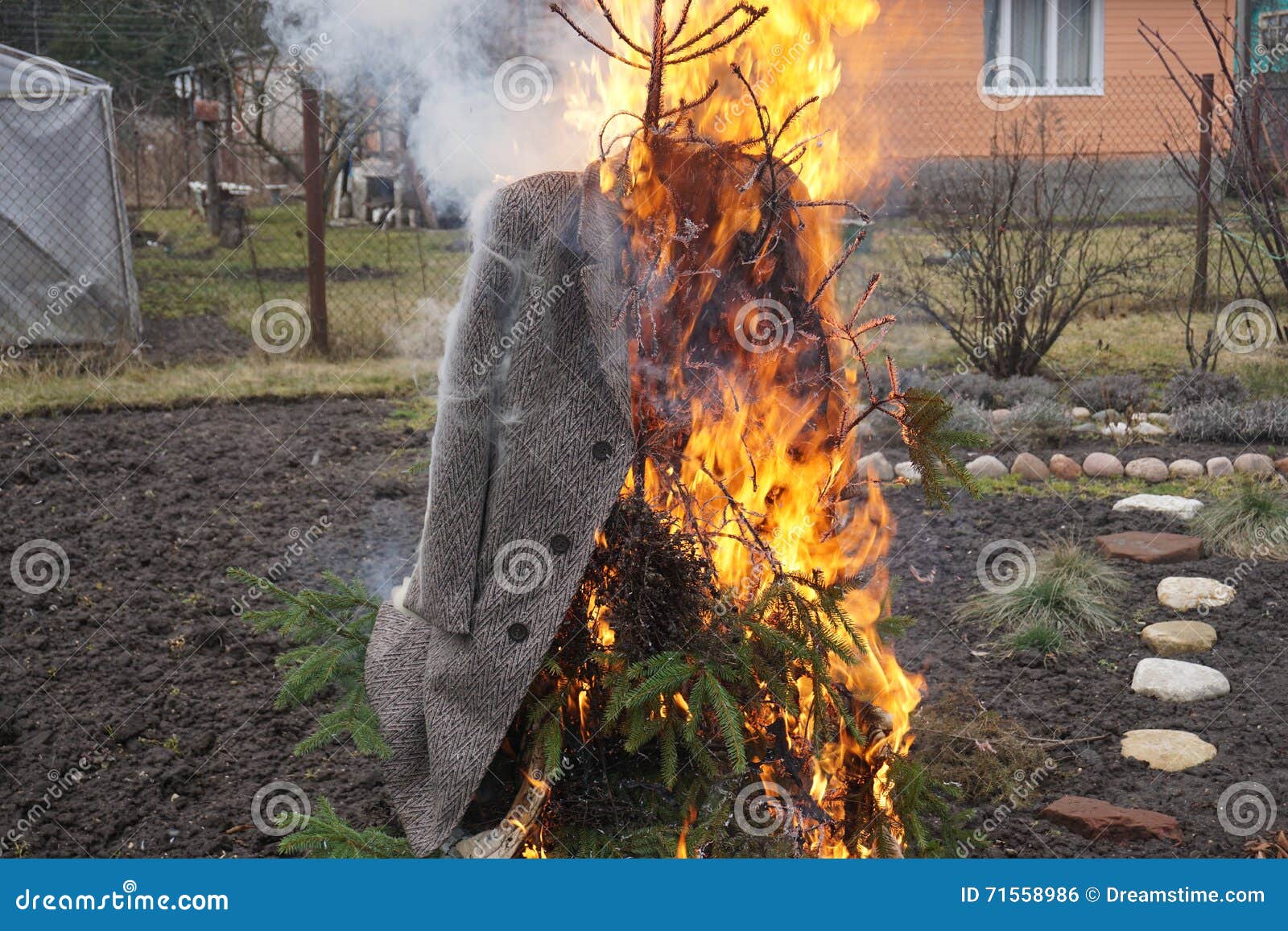 Stuffed burning stock photo. Image of effigy, fire, carnival - 71558986