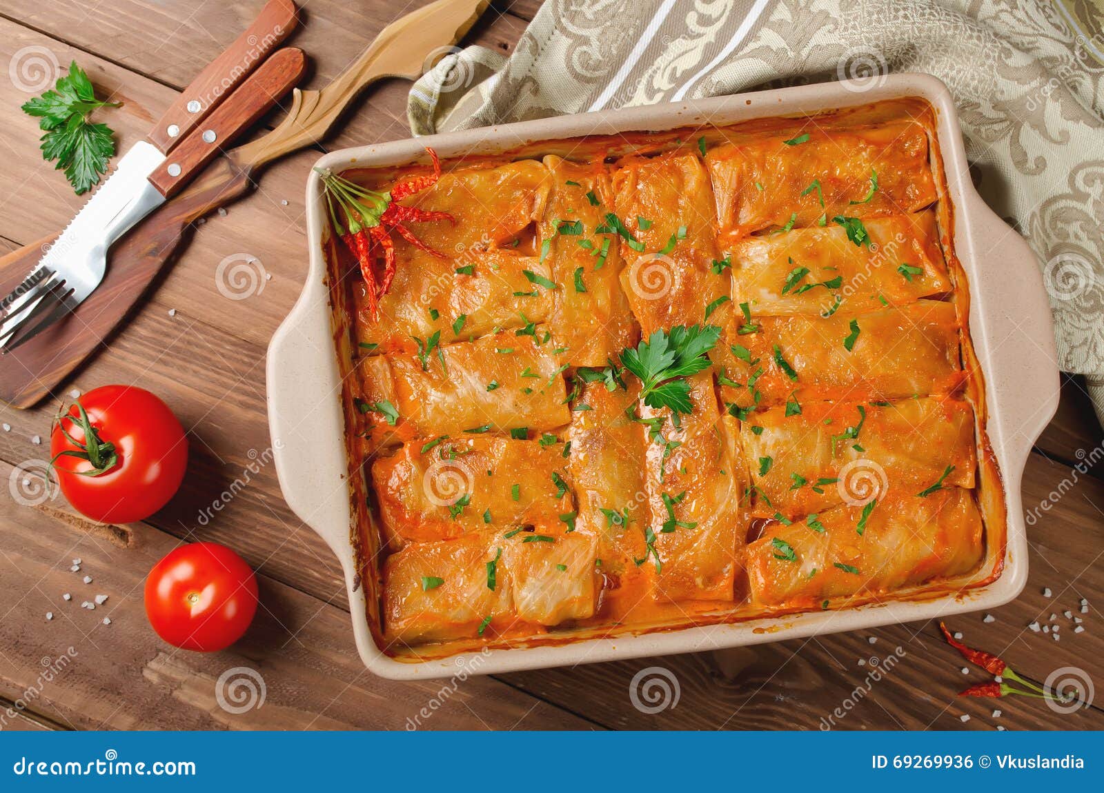 Stuffed Cabbage Rolls with Rice and Meat Stock Photo - Image of chicken ...