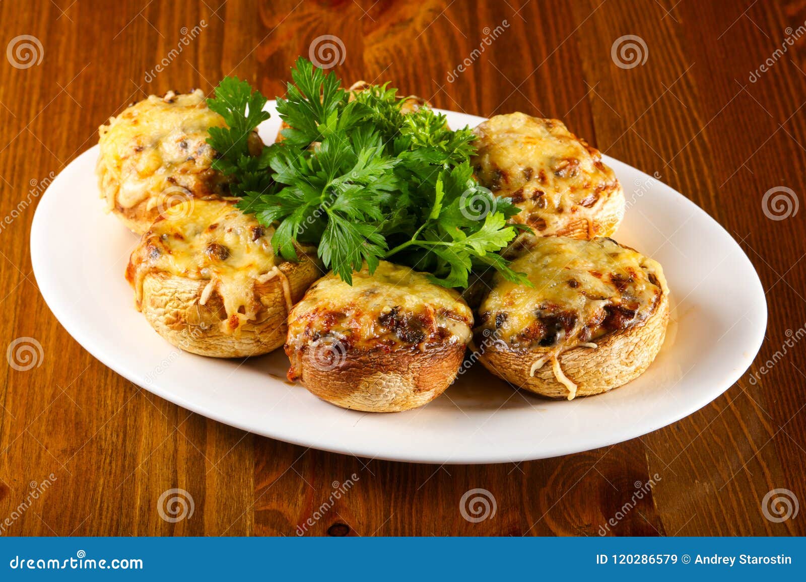 Stuffed Champignon with Cheese Stock Image - Image of garlic, cheese ...