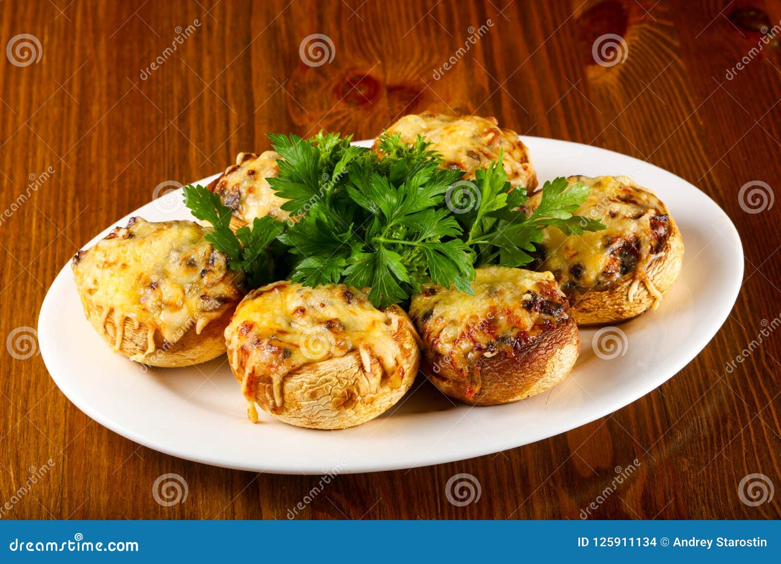 Stuffed Champignon with Cheese Stock Photo - Image of appetizer ...
