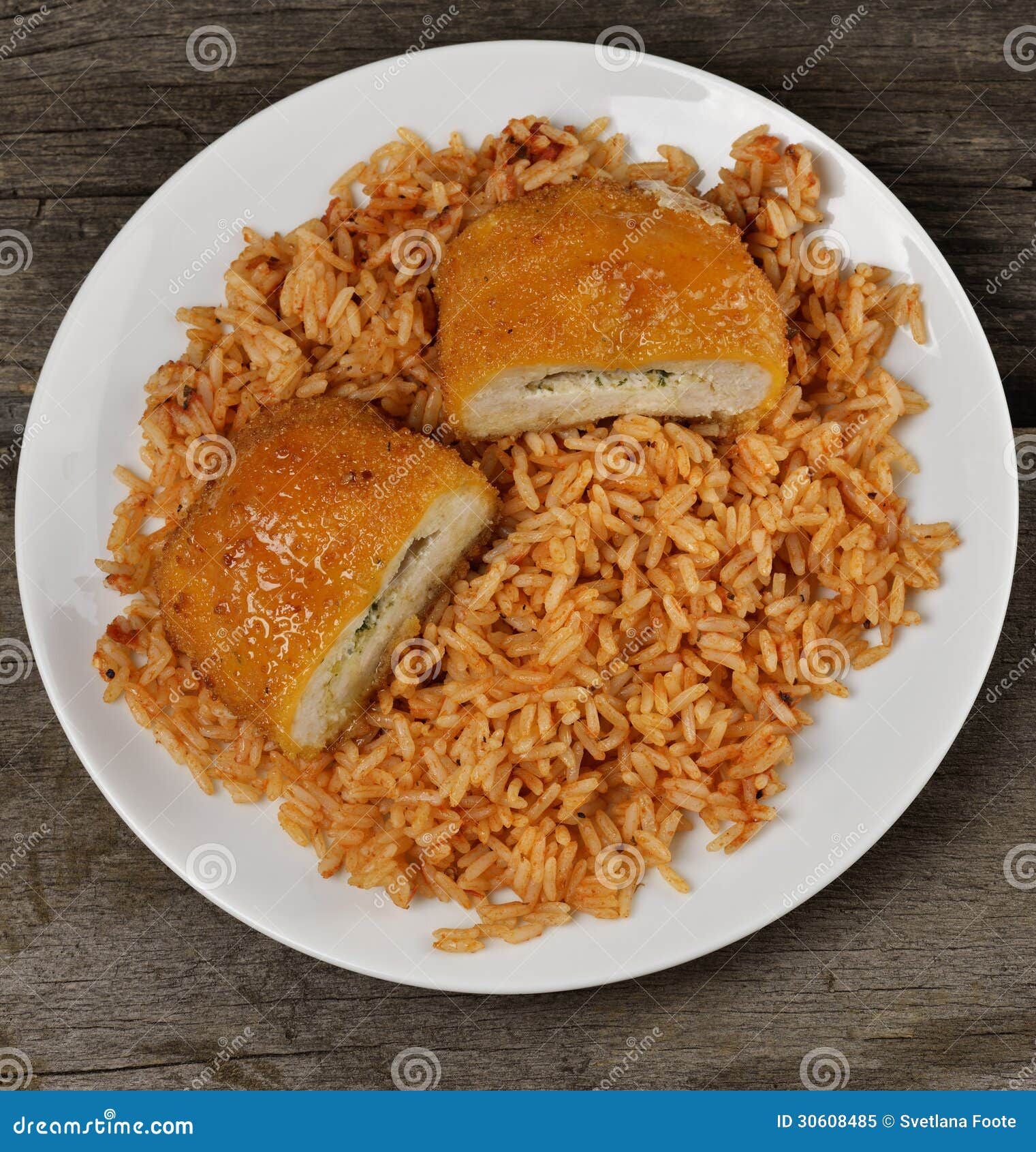 Stuffed Chicken Fillet with Rice Stock Image - Image of meal, fried ...