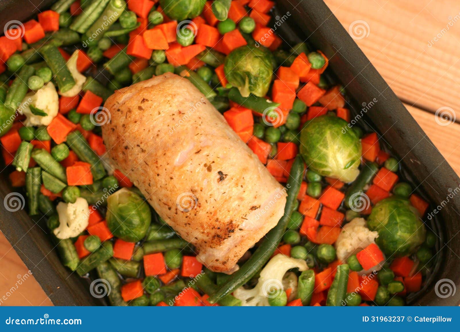 Stuffed Chicken Roll with Vegetables Stock Image - Image of sauce ...
