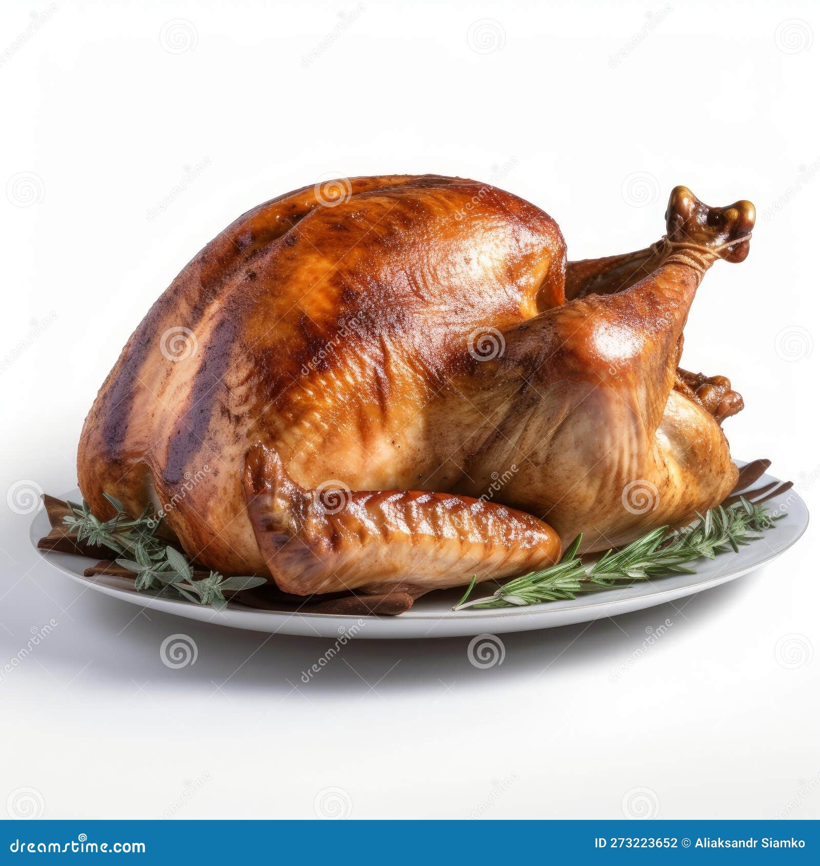 Stuffed Cooked Thanksgiving Turkey, on White Background Stock ...