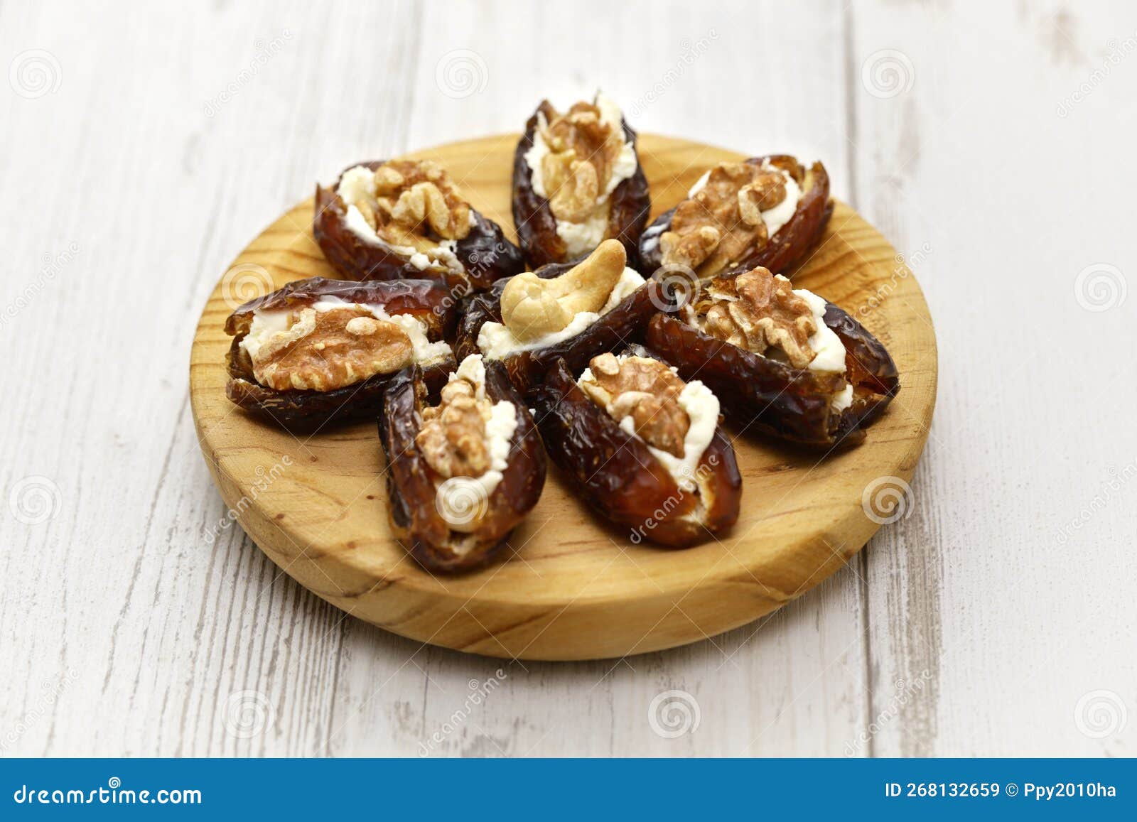 Stuffed Dates with Cream Cheese and Nuts Stock Image - Image of fruit ...