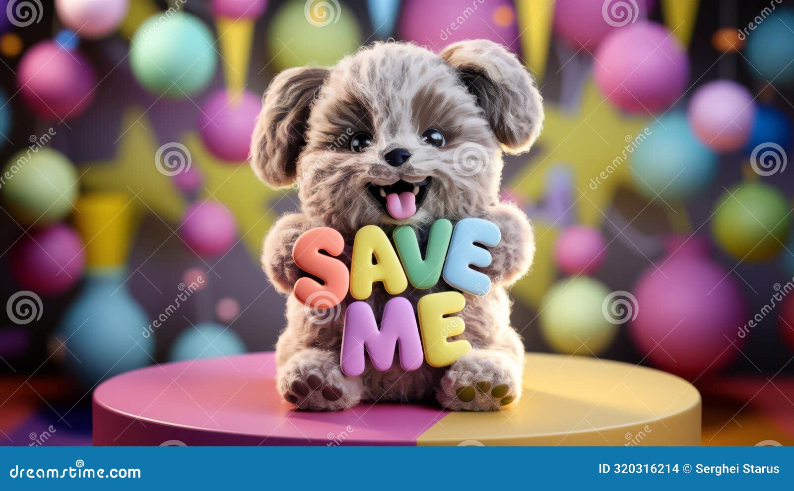 A Stuffed Dog with a Sign that Says Save Me, AI Stock Photo - Image of ...