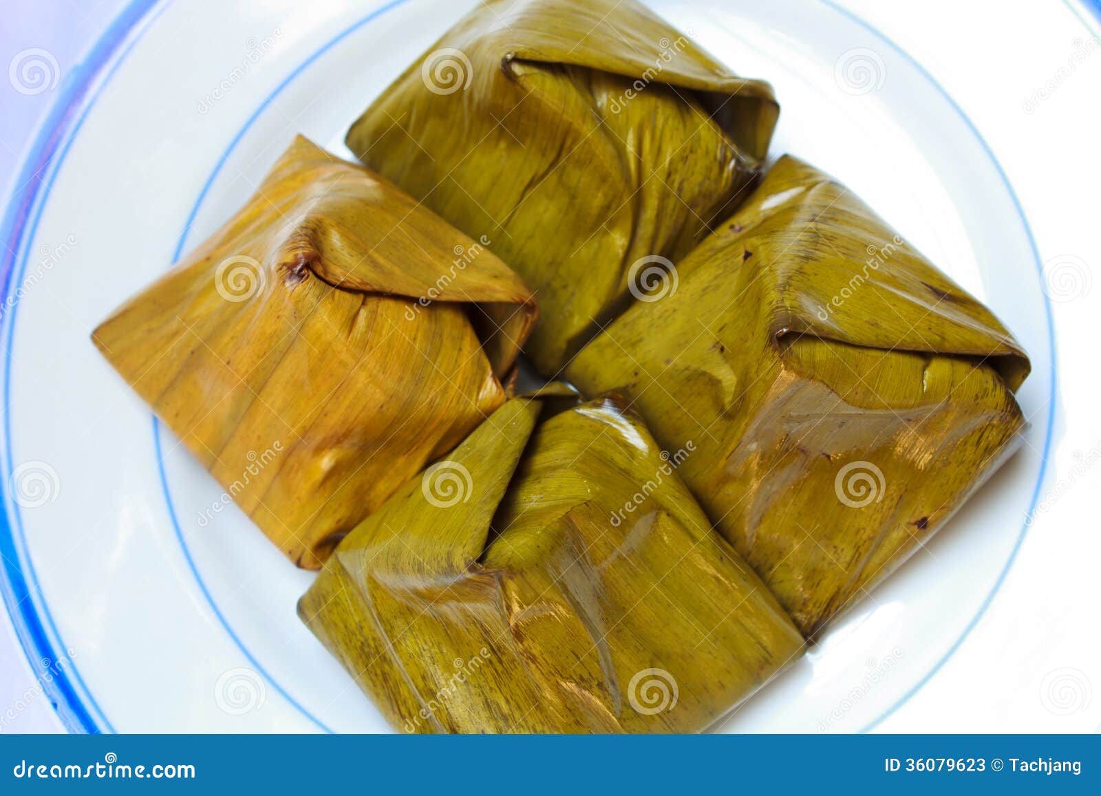Stuffed Dough Pyramid Dessert. Stock Image - Image of rice, banana ...