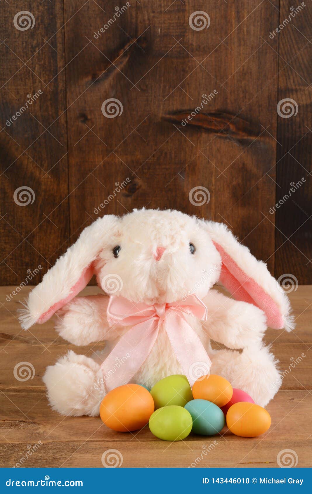 Stuffed Easter Bunny with Colorful Eggs Stock Photo - Image of rabbit ...