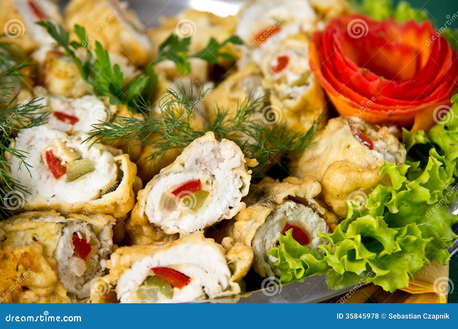 Stuffed fish rolls dish stock photo. Image of culinary - 35845978