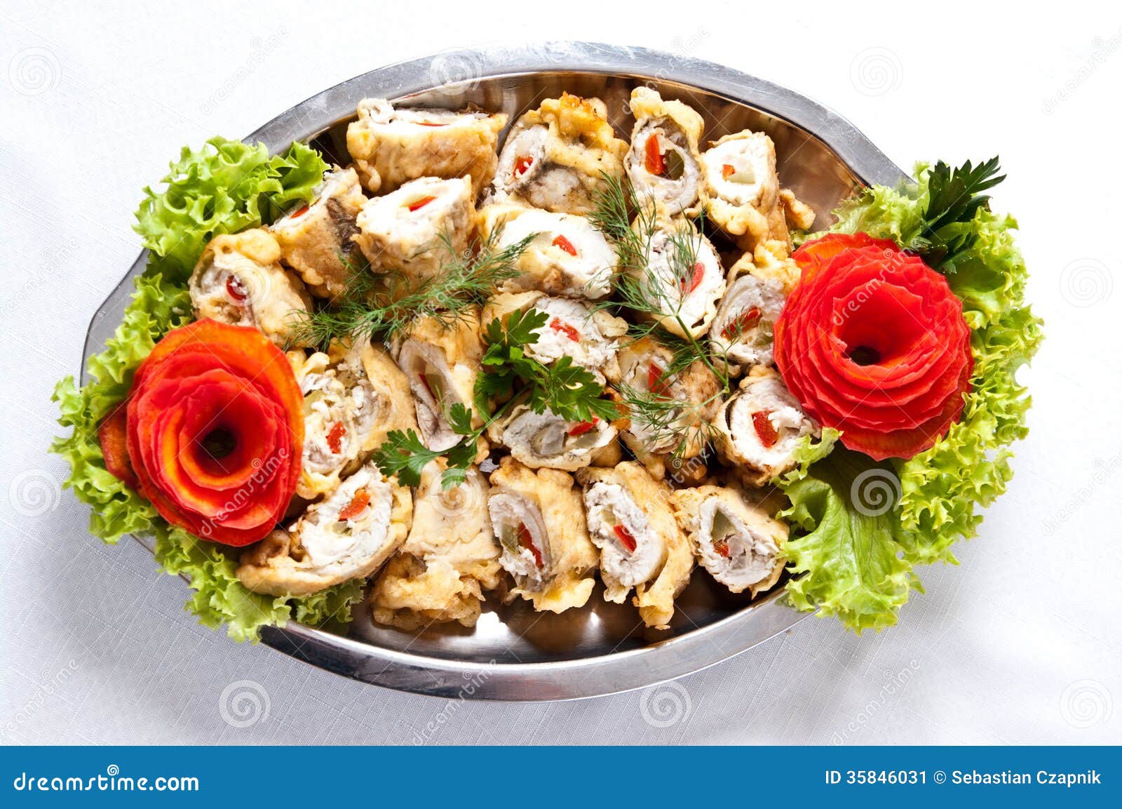 Stuffed fish rolls dish stock image. Image of fish, colors - 35846031